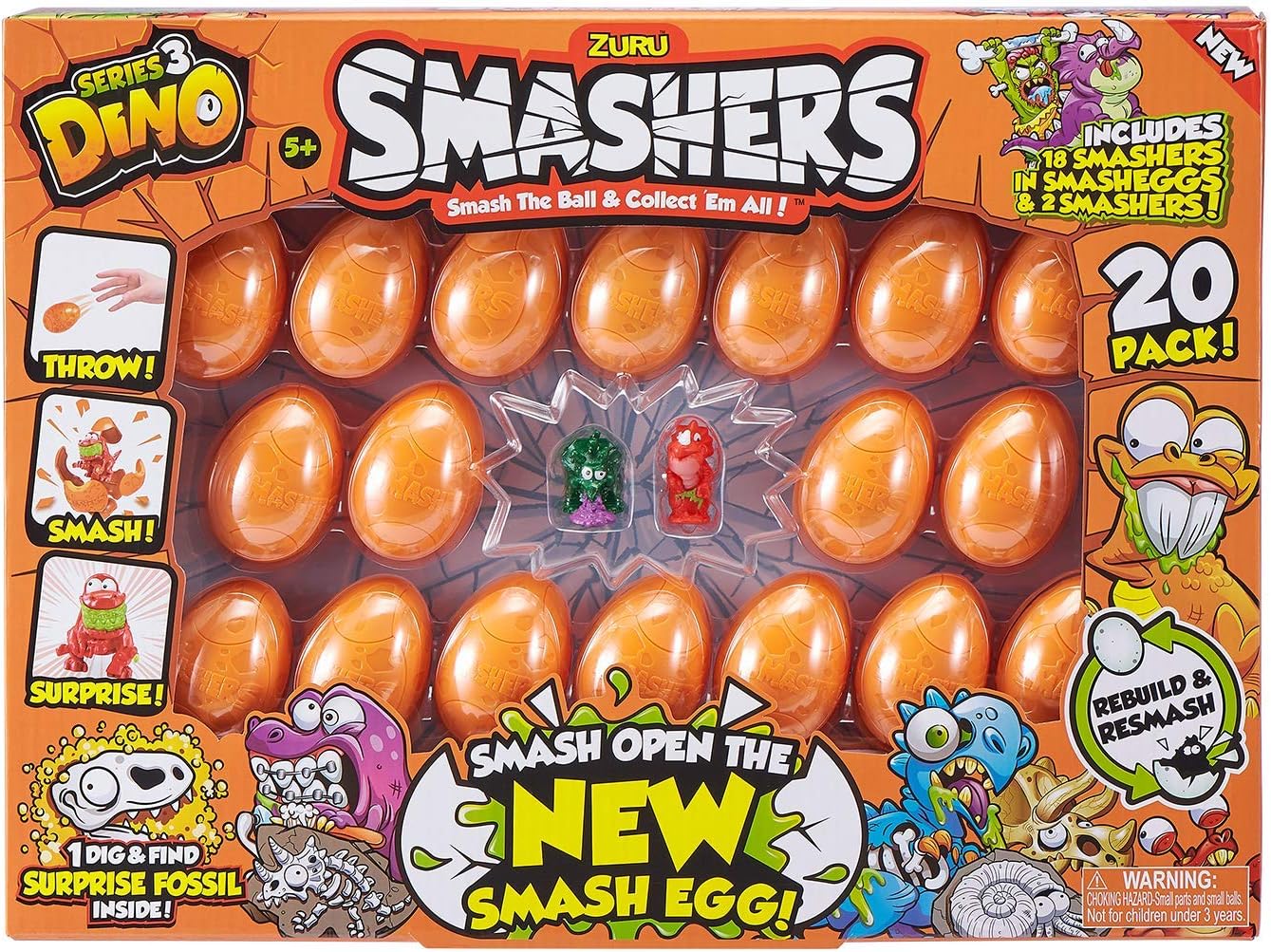 Smashers Smash Ball Collectibles Series 3 Dino (Paquete de 20) por Zuru ...
