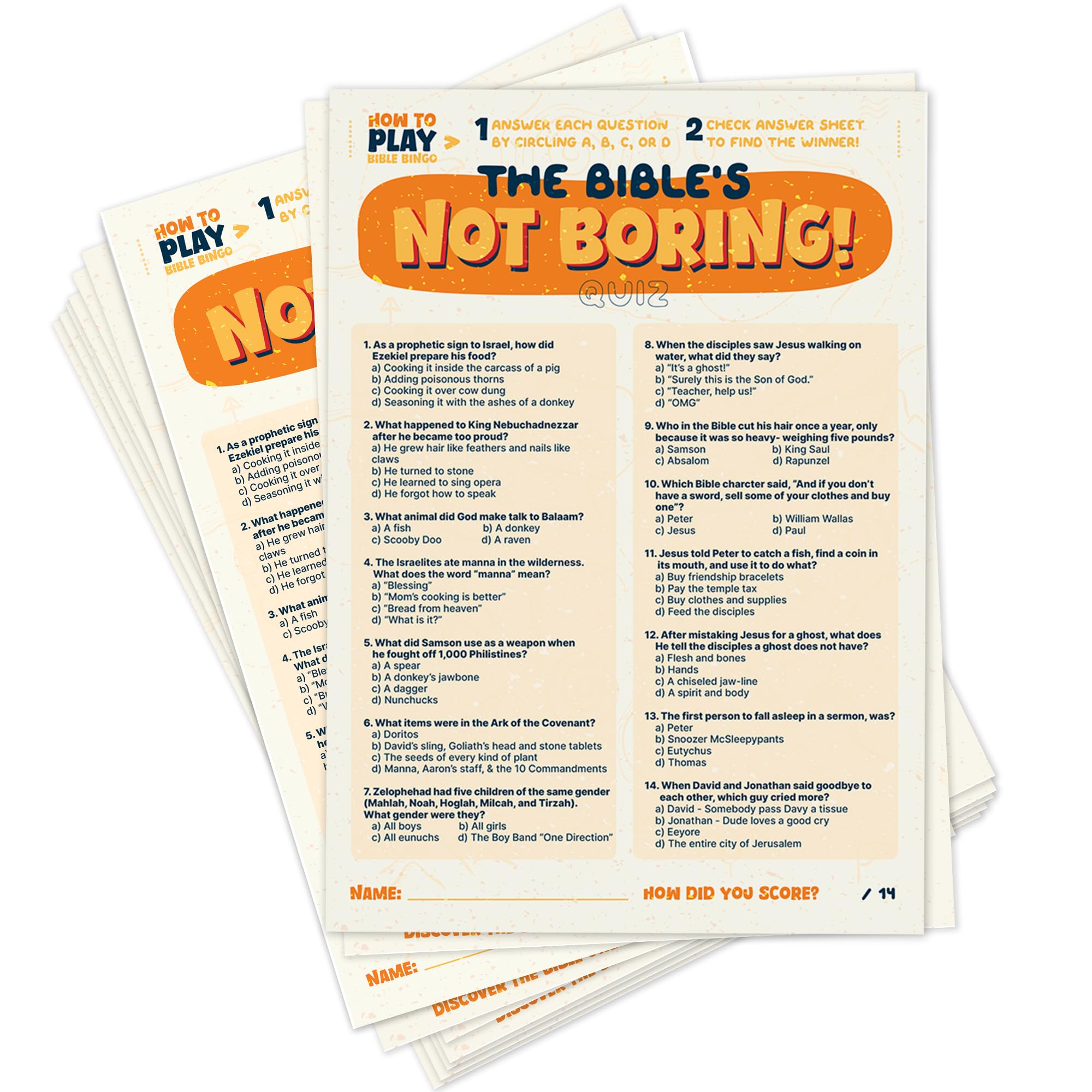 Bible Games, Bible Trivia Game Cards - The Bible's Not Boring Quiz ...