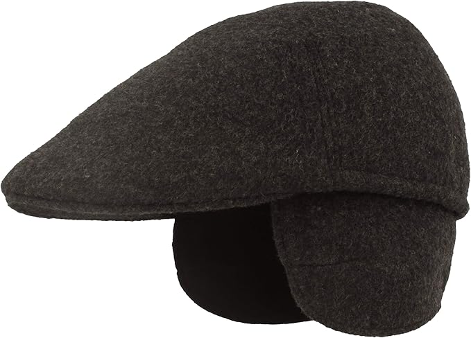 Men's winter flat cap with ear flaps, flat cap, peaked cap, made of ...