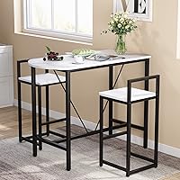 Amazon.com - Tribesigns Bar Table and Chairs Set, 43.3" Pub Bar Dining Table and 2 Bar Stools, 3 ...