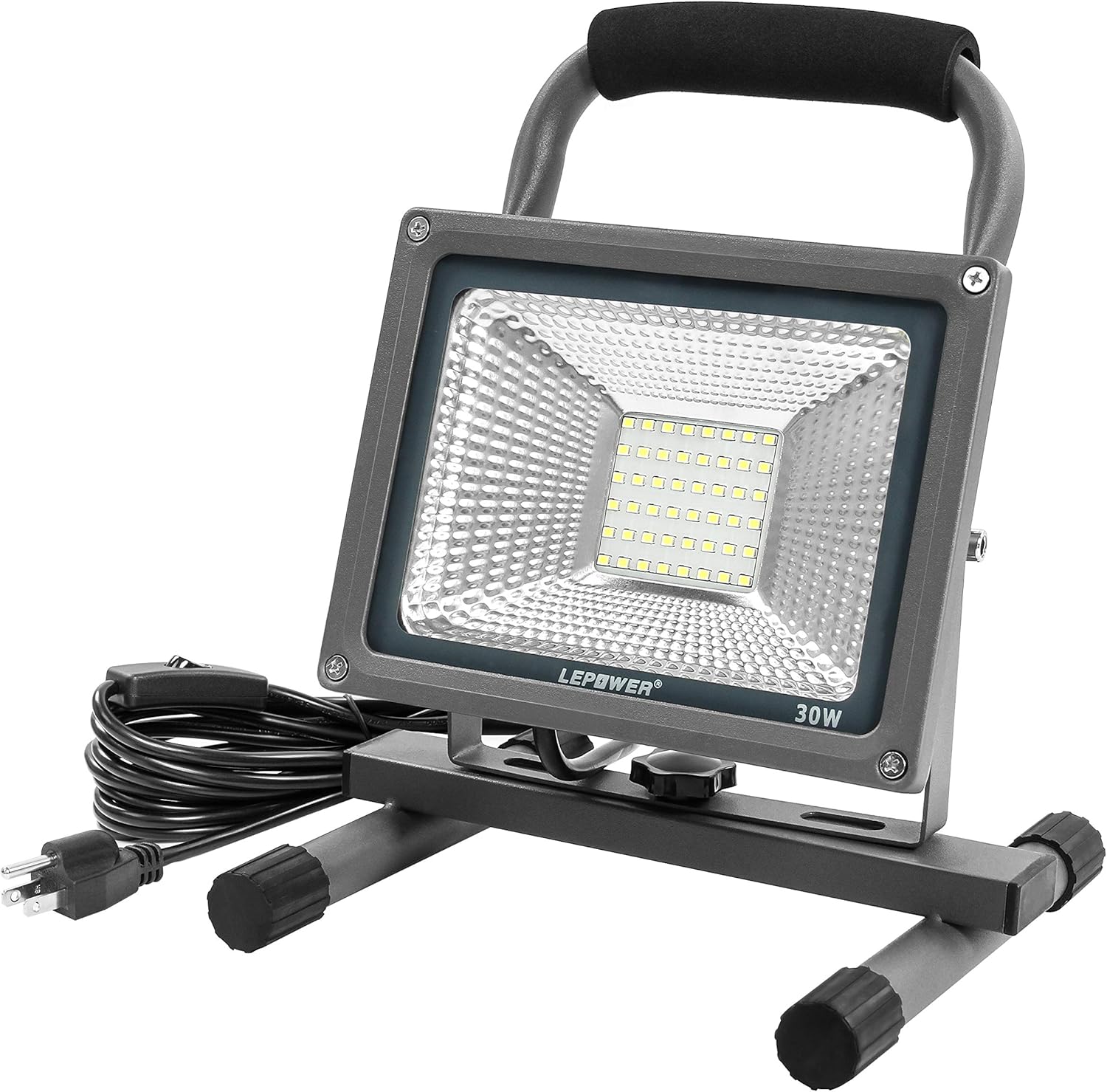 LEPOWER LED Work Light 30W, Portable Work Lights with Plug, IP66 ...