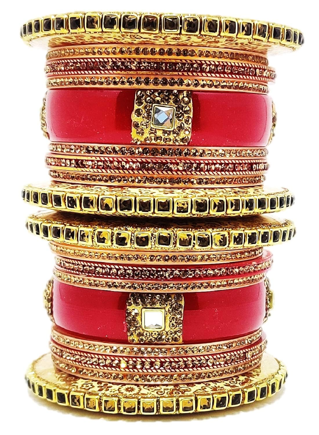 Buy Choodi kangan Rajasthani chuda gold Red (2.8, Choki set red) at ...