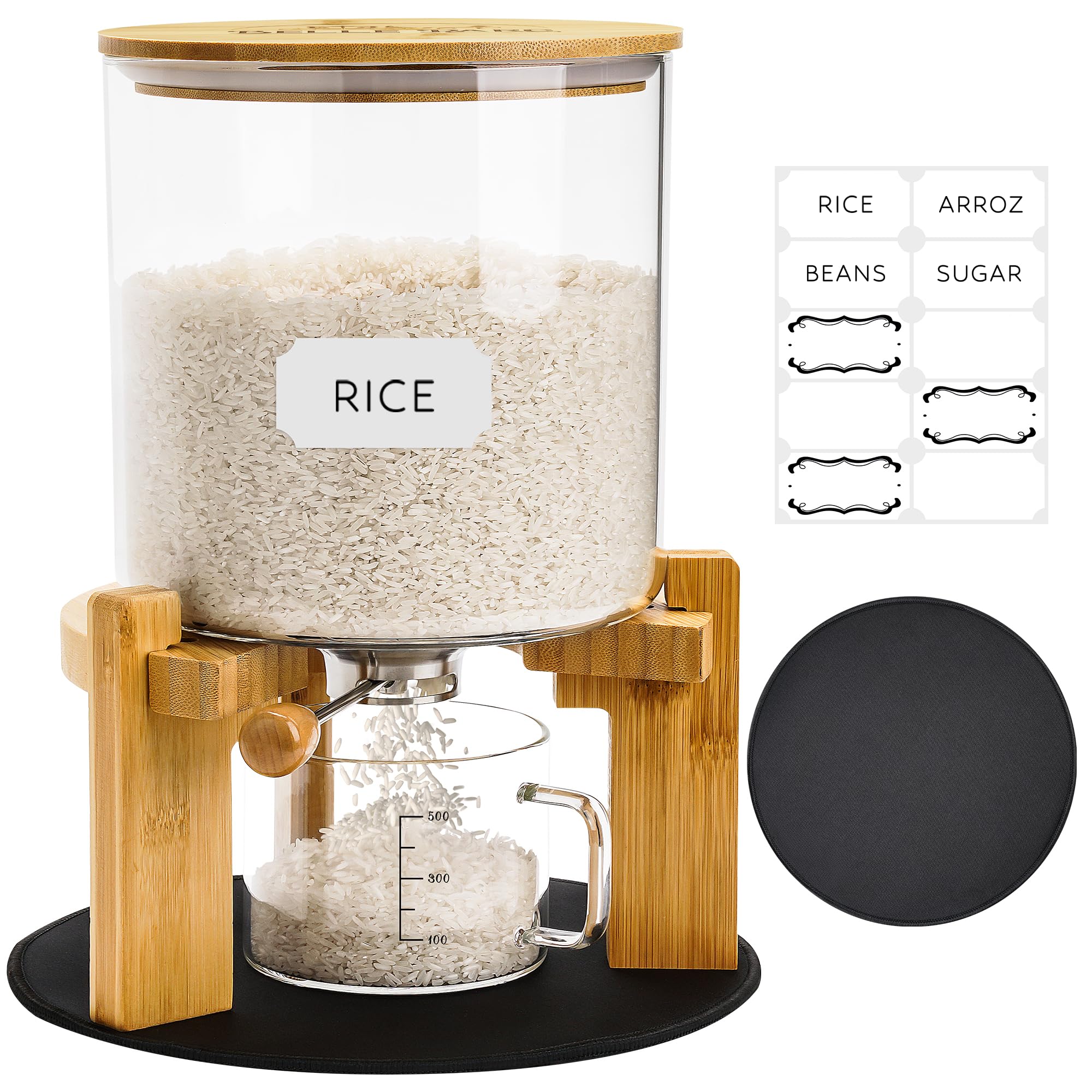 Mua Glass Rice Dispenser 10 lbs, with Airtight Lid & Labels & Slider ...