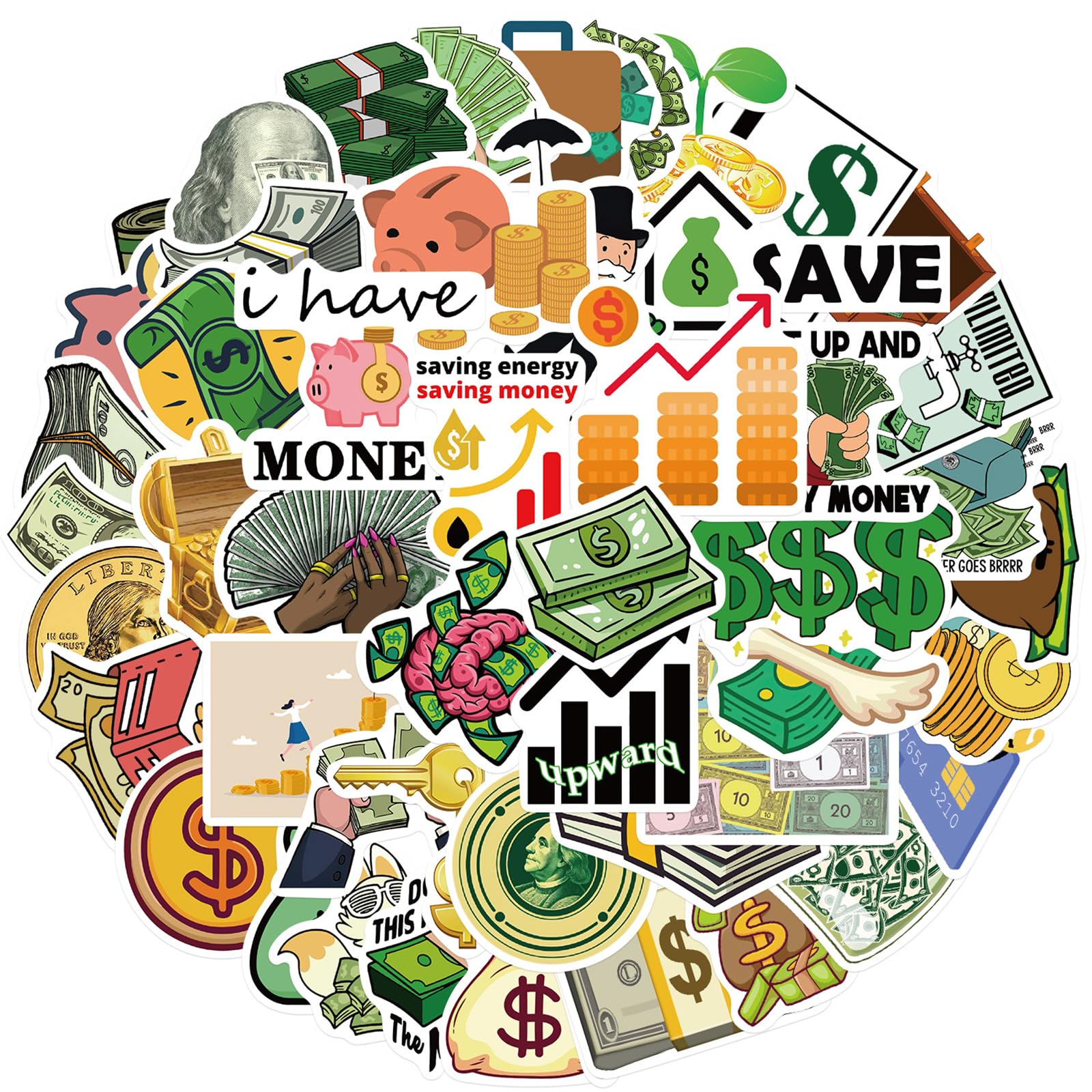 50pcs Funny Money Stickers for Planner, Scrapbooks, Water Bottles ...
