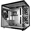 MATX PC Case,270° Panoramic Tempered Glass Panel Gaming PC Case,3 Fans ...
