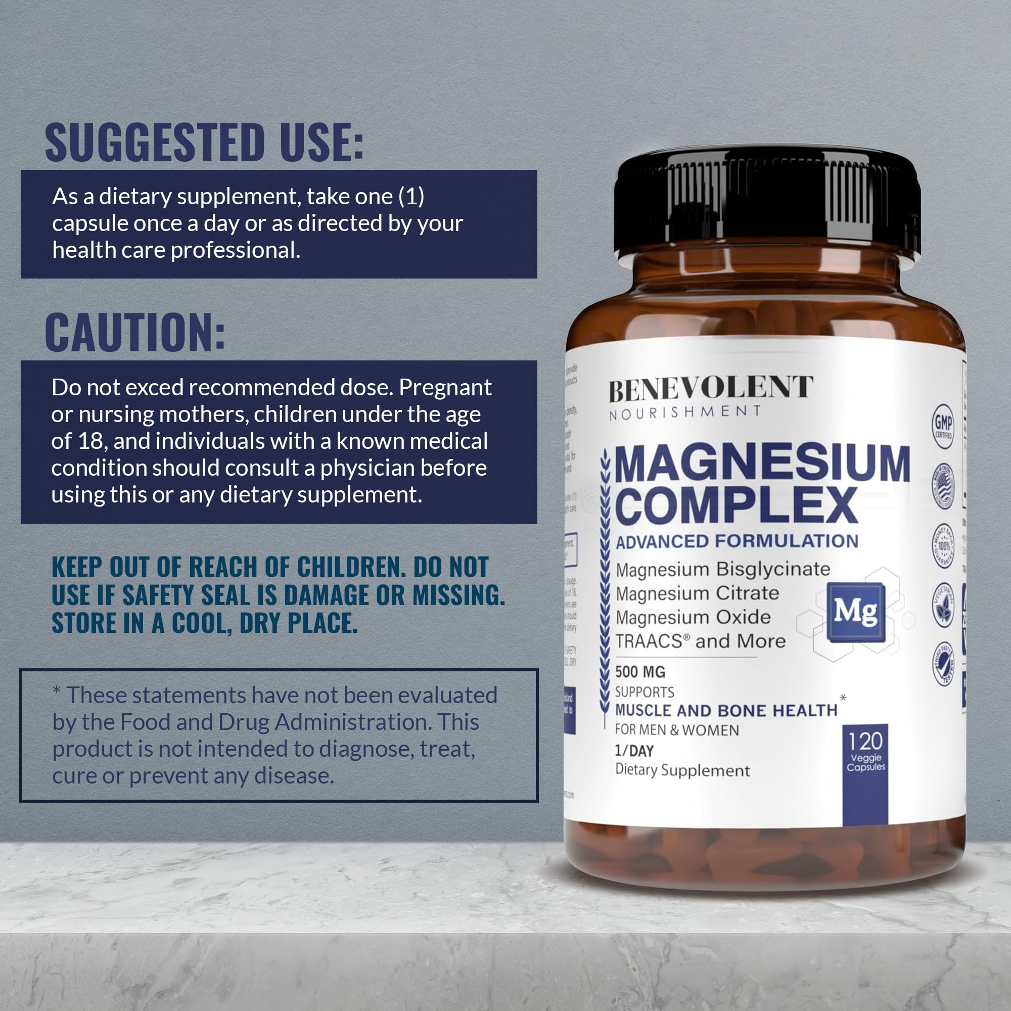 Mua Magnesium Complex Supplement, 4 Month Supply of 500mg 5-in-1 ...