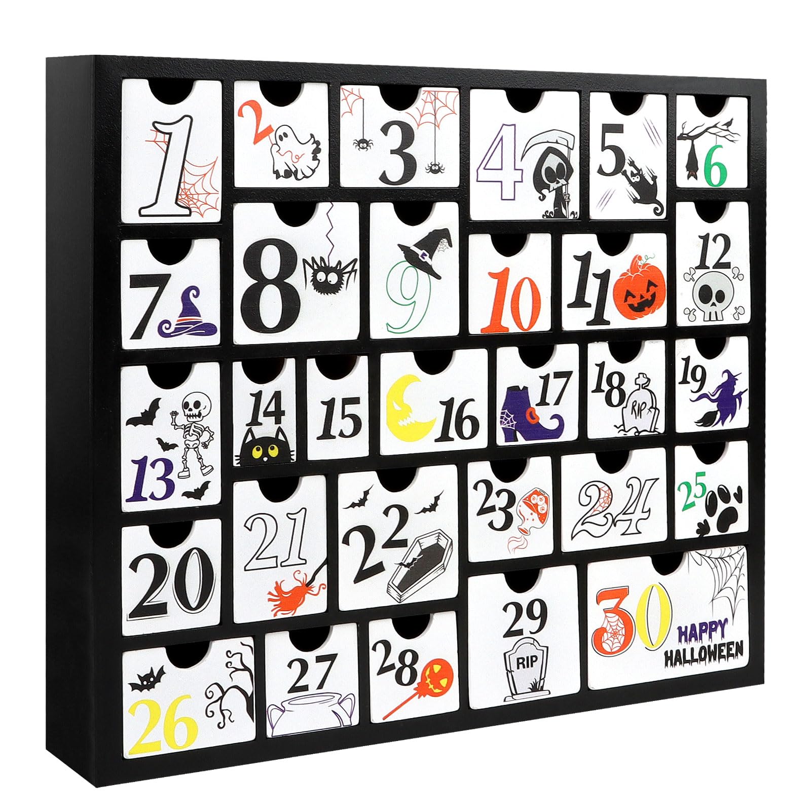 CCINEE Halloween Wooden Advent Calendar with 30 Drawers, Countdown to ...