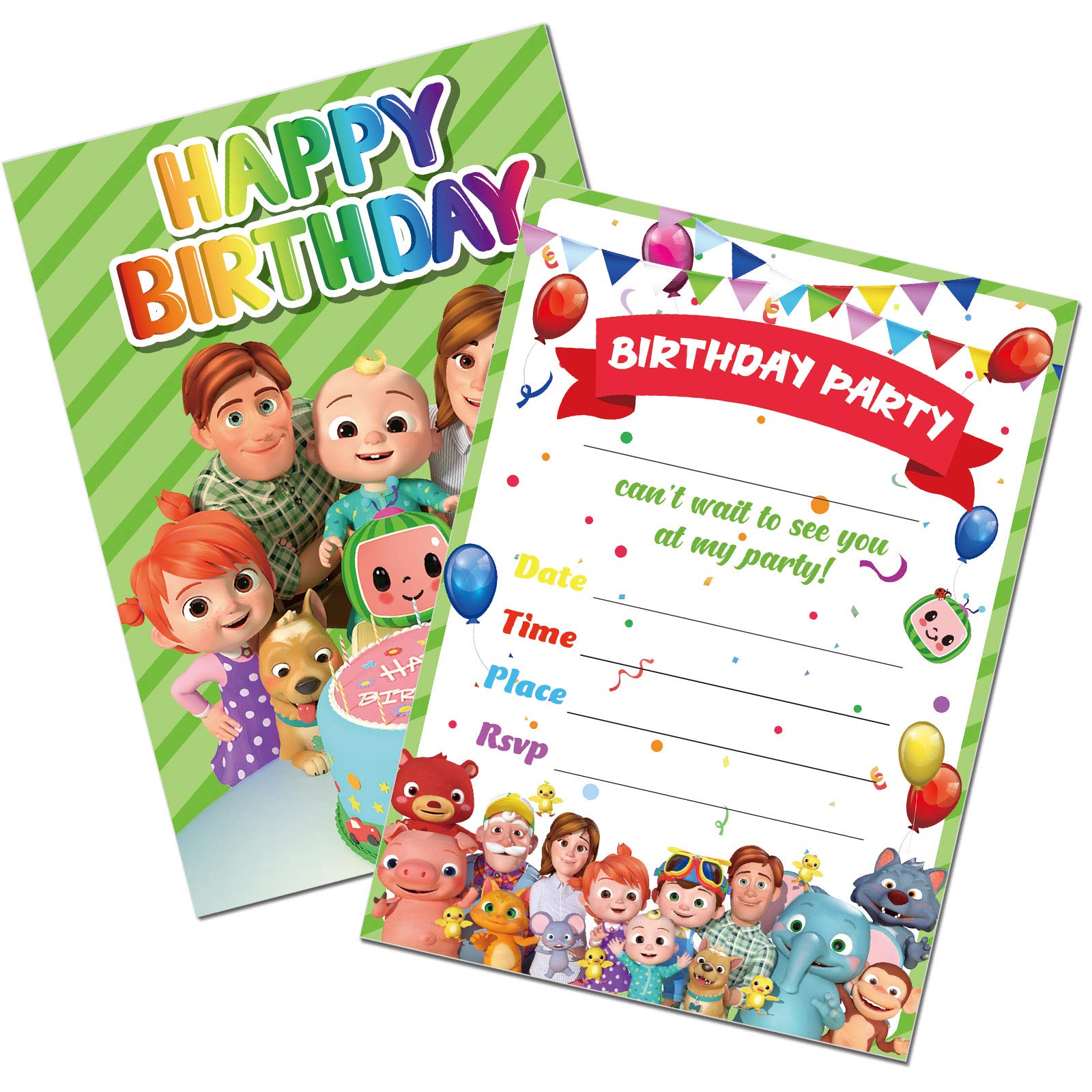 Buy Cocomelon Birthday Party Invitations With Envelopes And Stickers Buy Cocomelon Birthday Party Invitations With Envelopes And Stickers
