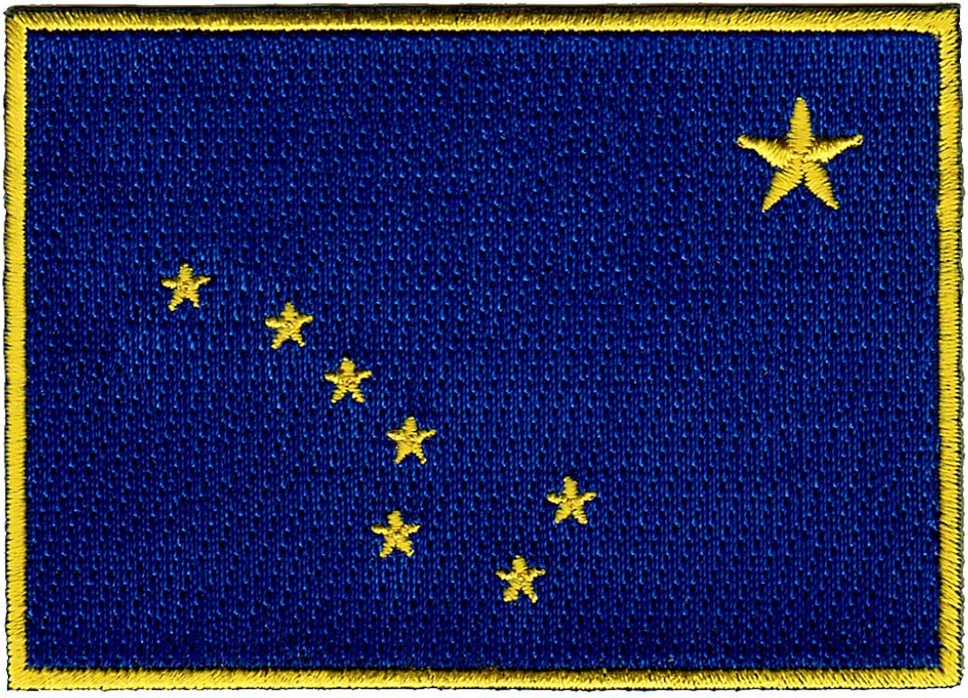Amazon.com: Alaska State Flag Embroidered Patch Iron-On AK Emblem Blue ...