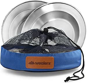 Amazon.com: Stainless Steel Plate Set - 8.5 inch Ultra-Portable ...