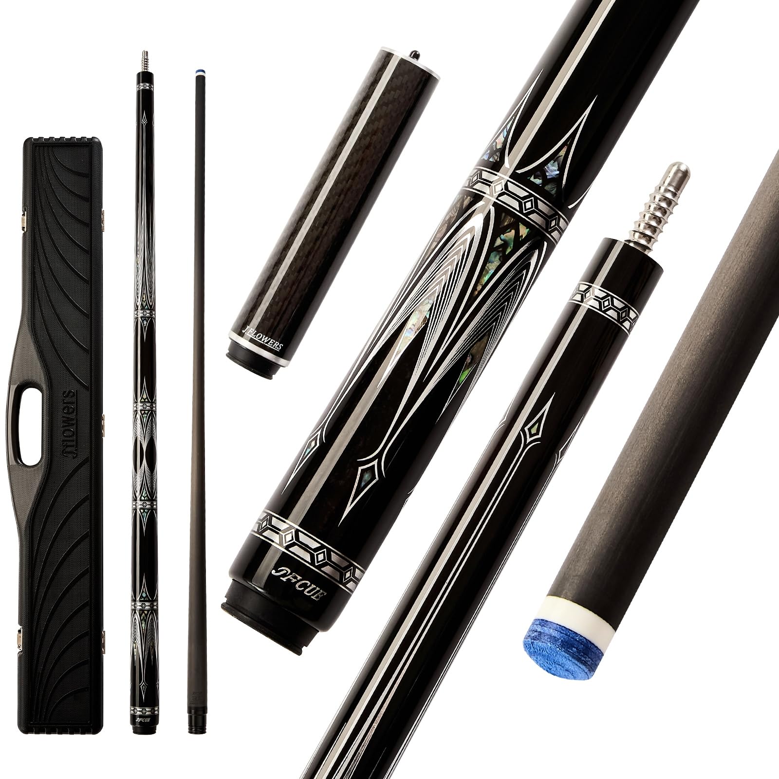 Jflowers 58" White Armor Carbon Fiber Pool Cue Stick for Adults ...