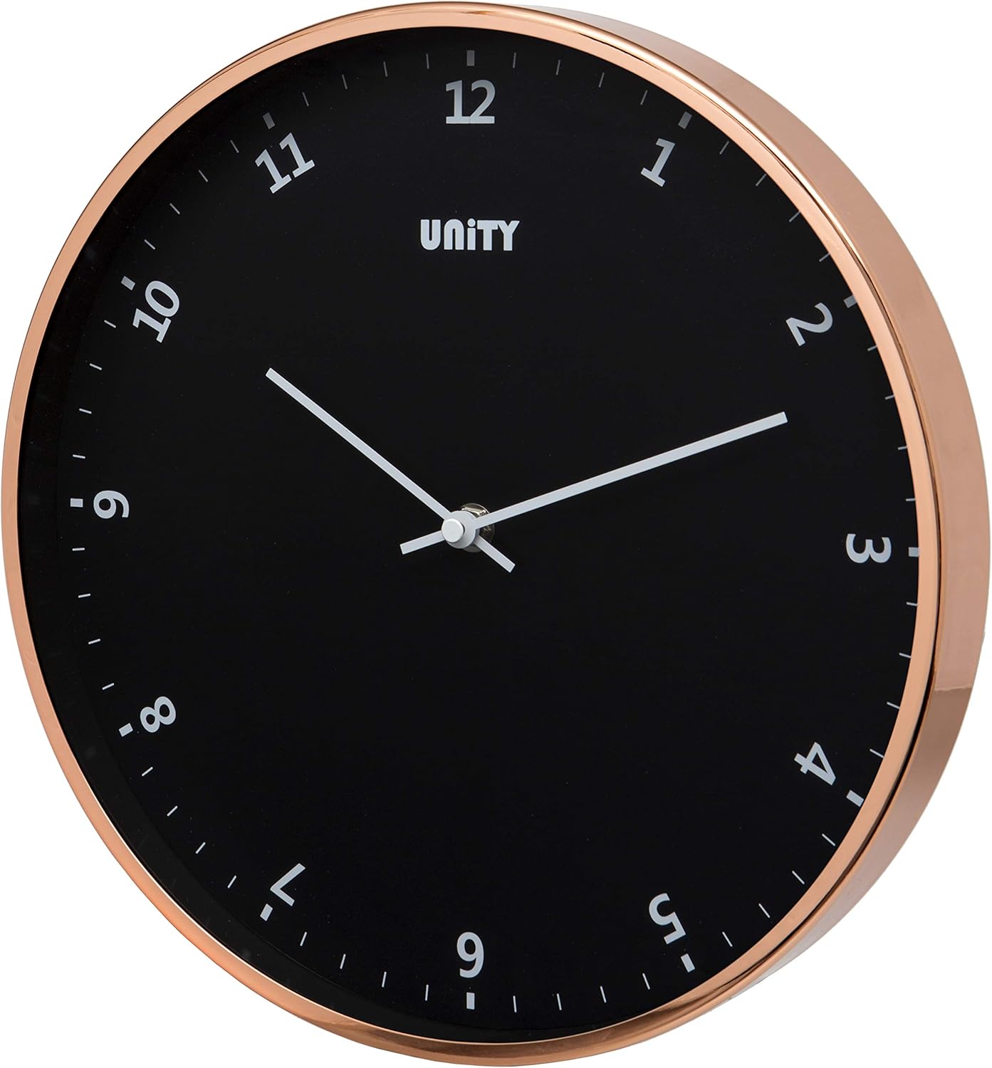 Unity Plymouth Rose Gold Modern Wall Clocks with Black Dial – 30 cm ...