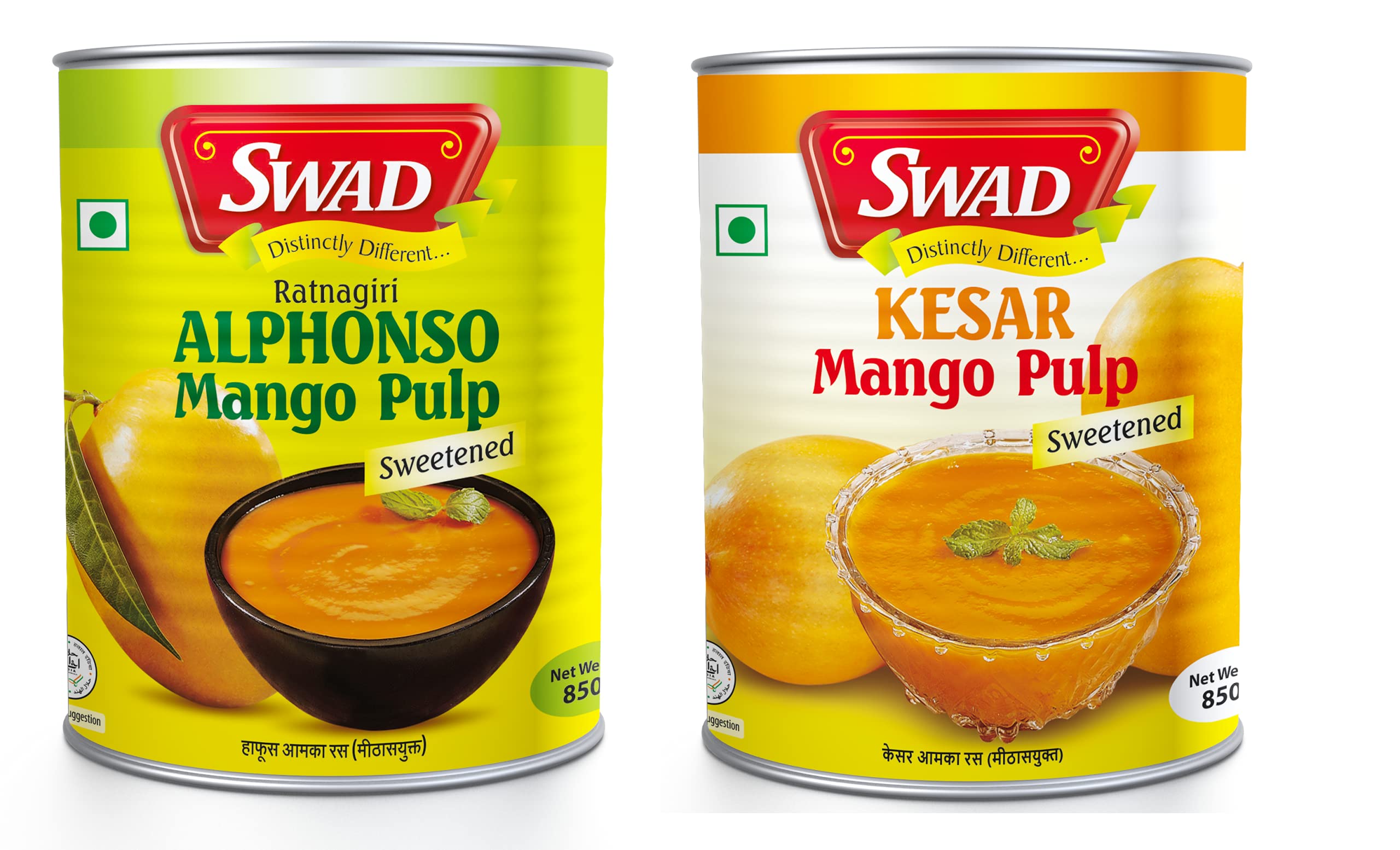 SWAD Pack of Alphonso Pure Mango Pulp – 850 g | Kesar Mango Pulp 850g ...
