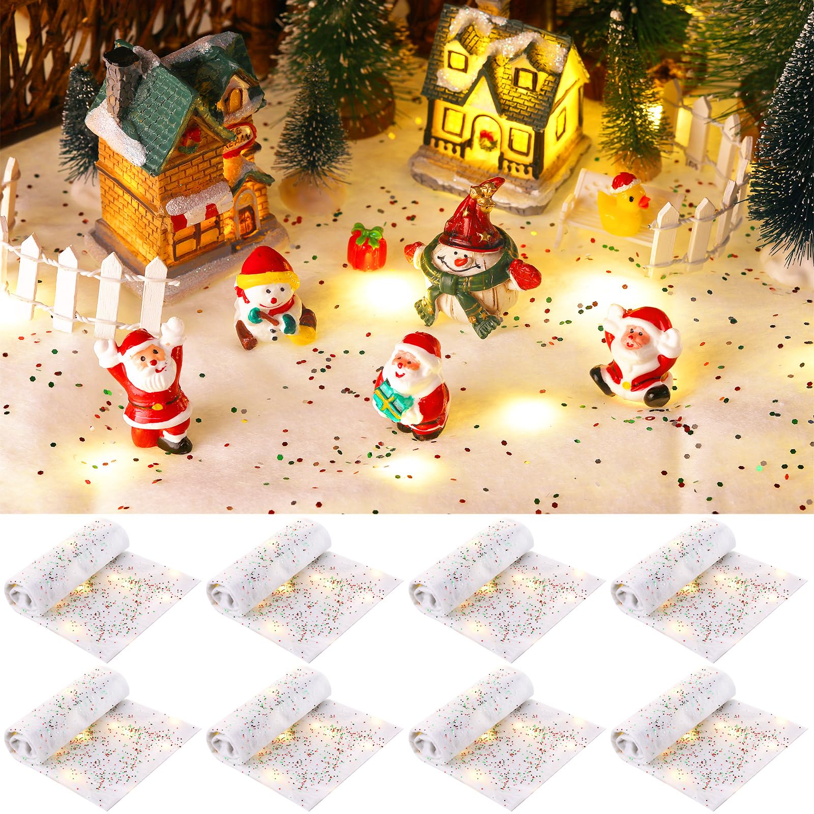 Zhanmai 4 Pcs 40 x 20 Inch Christmas Snow Blanket for Christmas Village ...