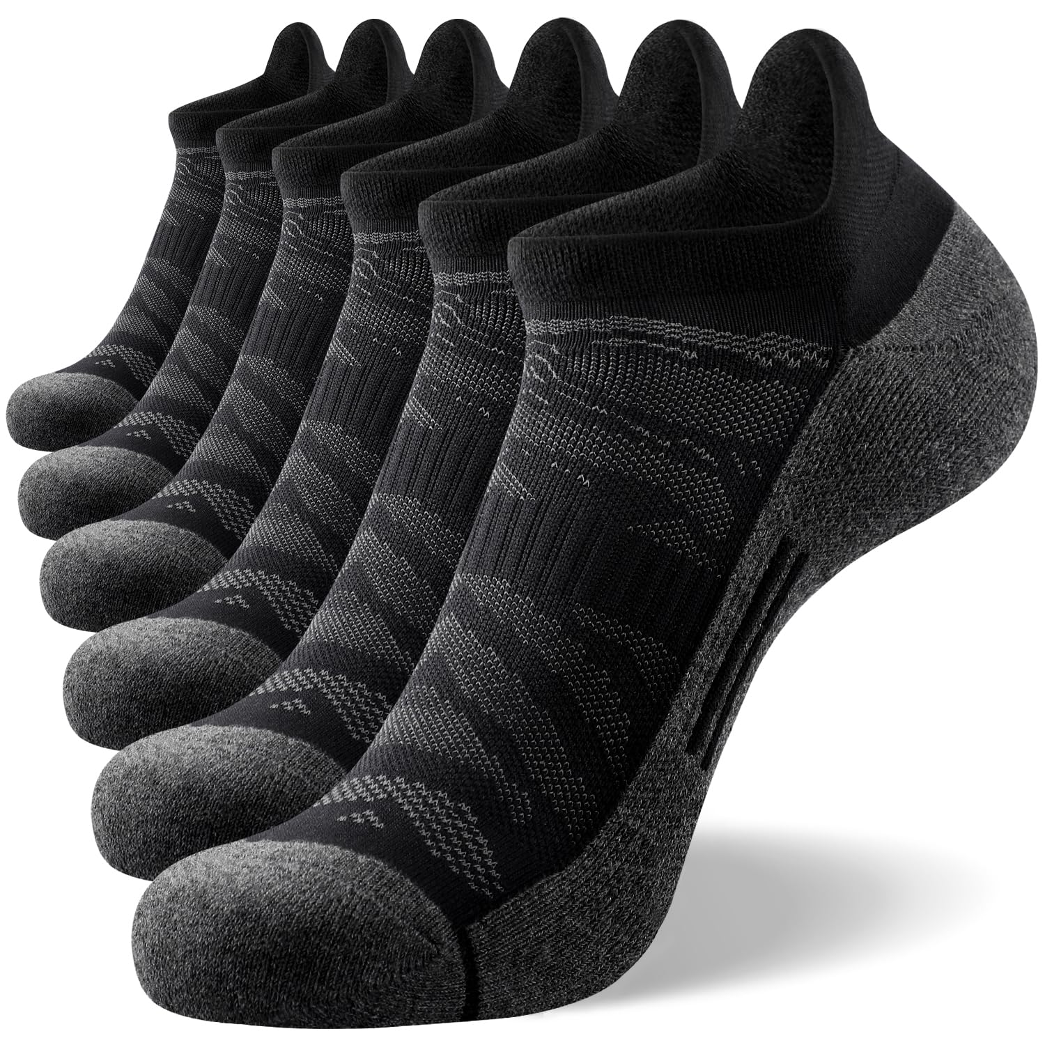 FITRELL 6 Pack Ankle Running Socks for Men and Women Low Cut Cushioned ...