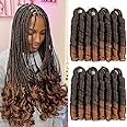 Amazon.com : GetGal Ombre Brown french curl braiding hair 22 inch 8 pack French Curls Box Braids ...