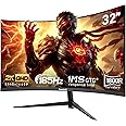 Amazon.com: Gawfolk 32 inch 2K QHD(2560×1440P) 165Hz Curved Gaming ...