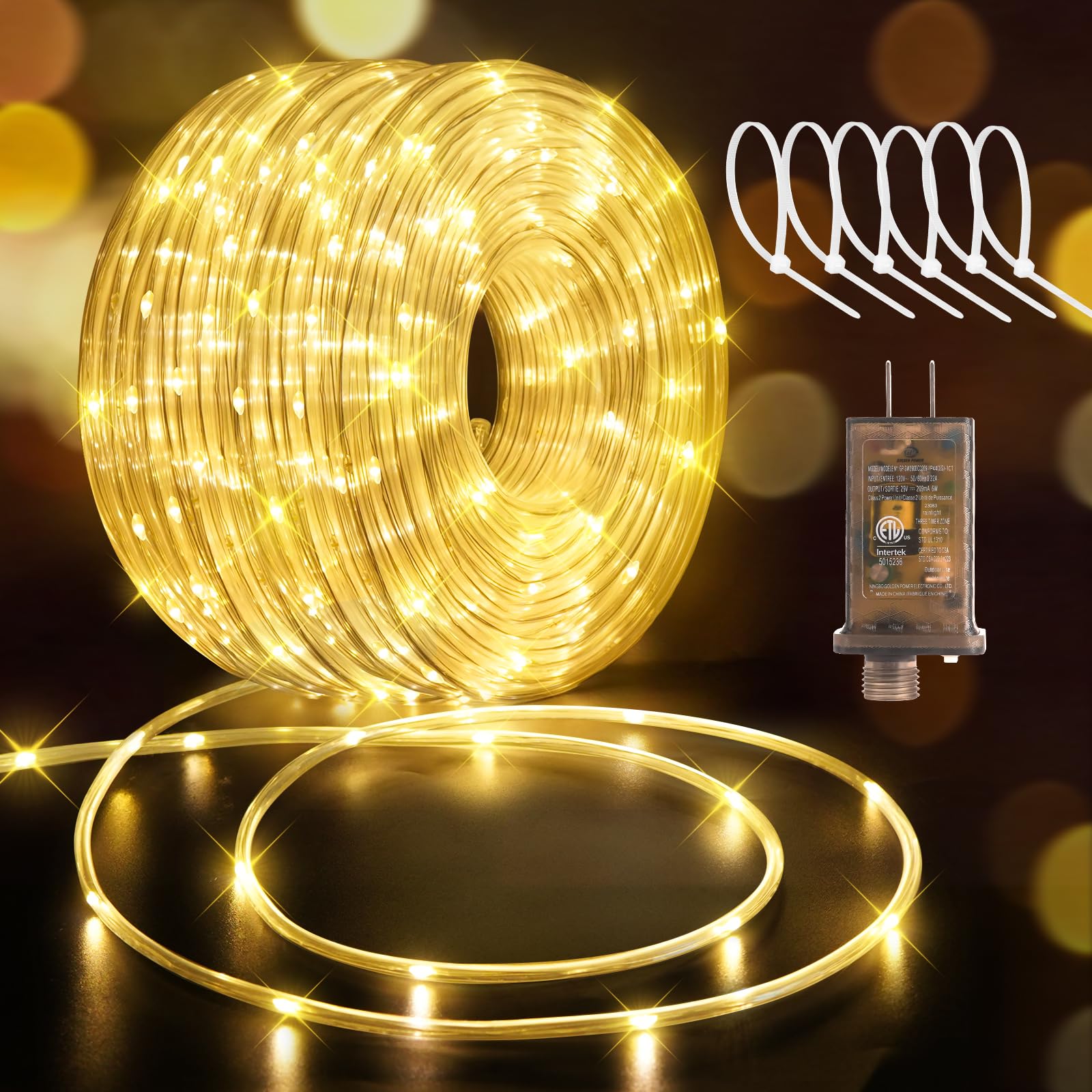 Hezbjiti LED Rope Lights 197FT Waterproof Rope Light 600 LED Flexible ...