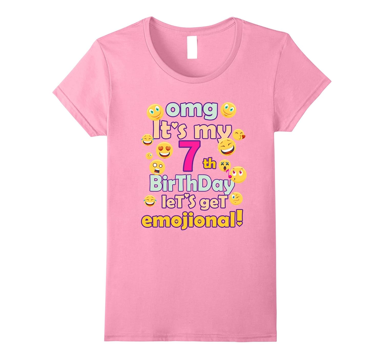 OMG It’s My 7th Birthday Cute Emoji T-shirts For Kids & baby-4LVS ...