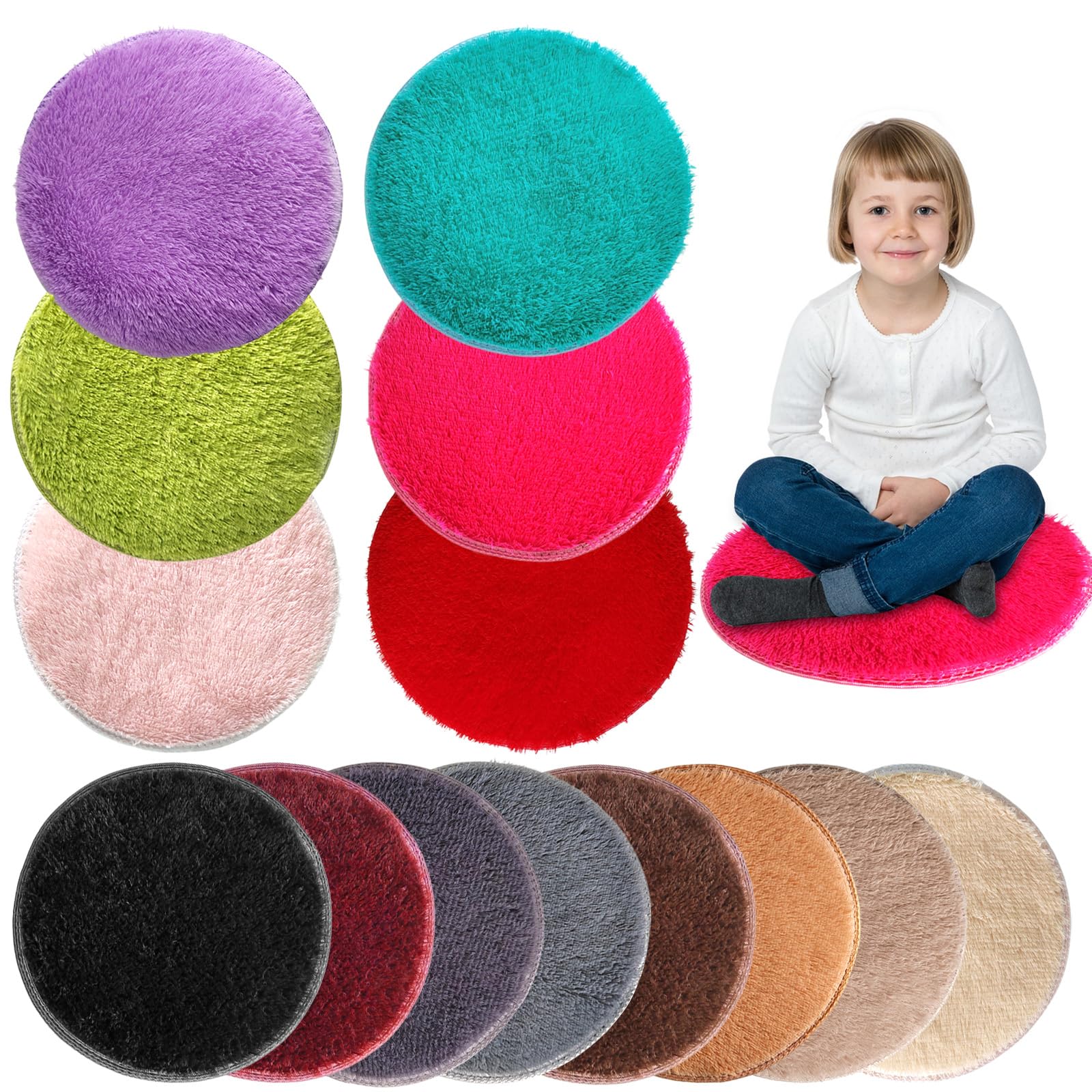 YEXEXINM 14 Pack Kids Crazy Carpet Circle Seats 16 Inch Round Floor Mat ...