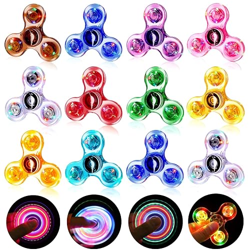 Gigilli 12 Packs Fidget Spinners for Kids Adults, Light up Party Favors ...