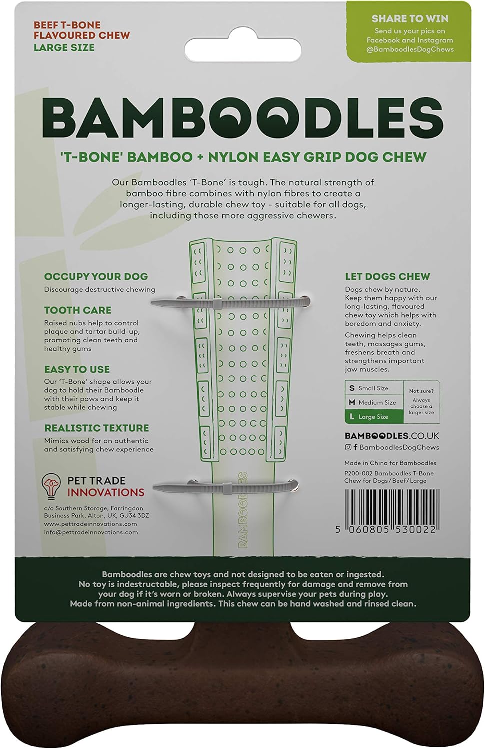 Bamboodles T-Bone Dog Chew for the most even the most aggressive of ...