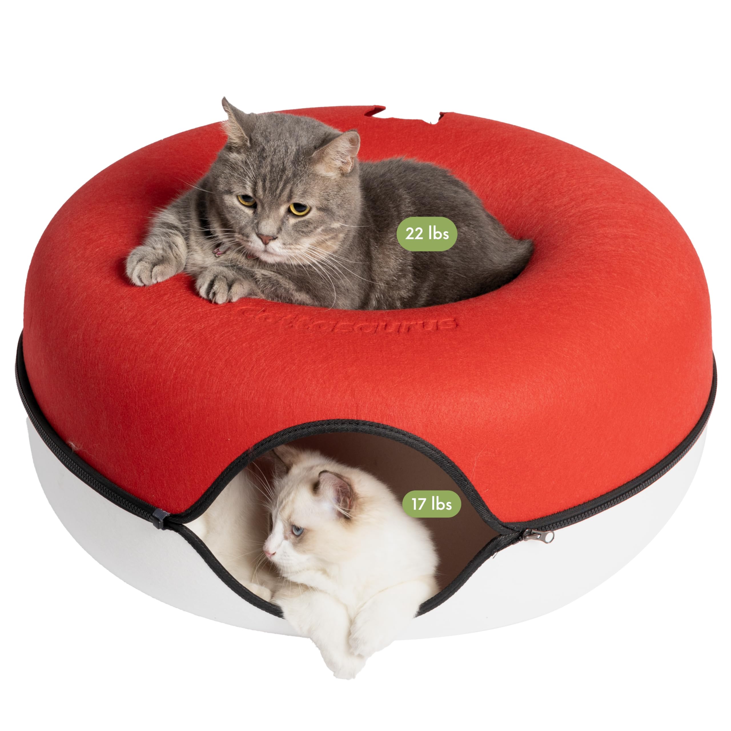 CATTASAURUS Peekaboo Cat Cave for Multiple & Large Cats Up to 30-45 Lbs ...