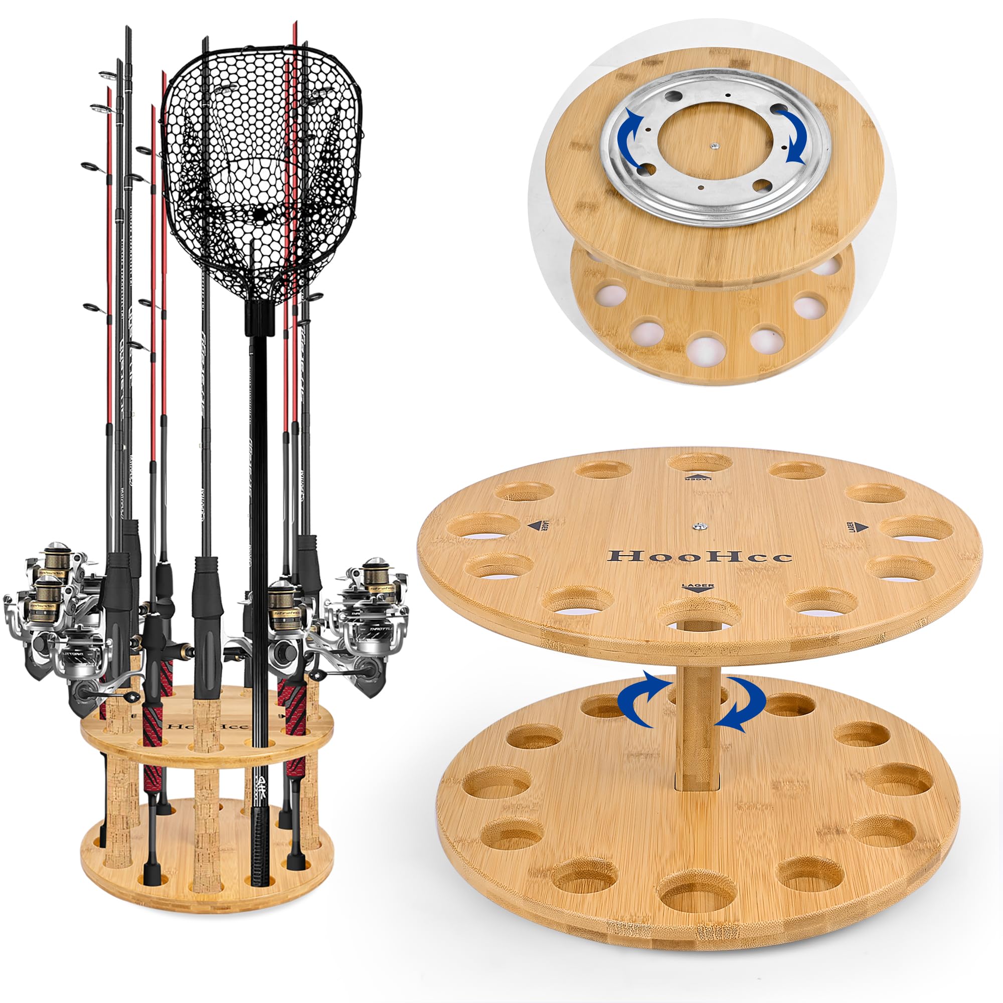 NBINGB Fishing Rod Holders for Garage 360 Degree Rotating Fishing Pole ...