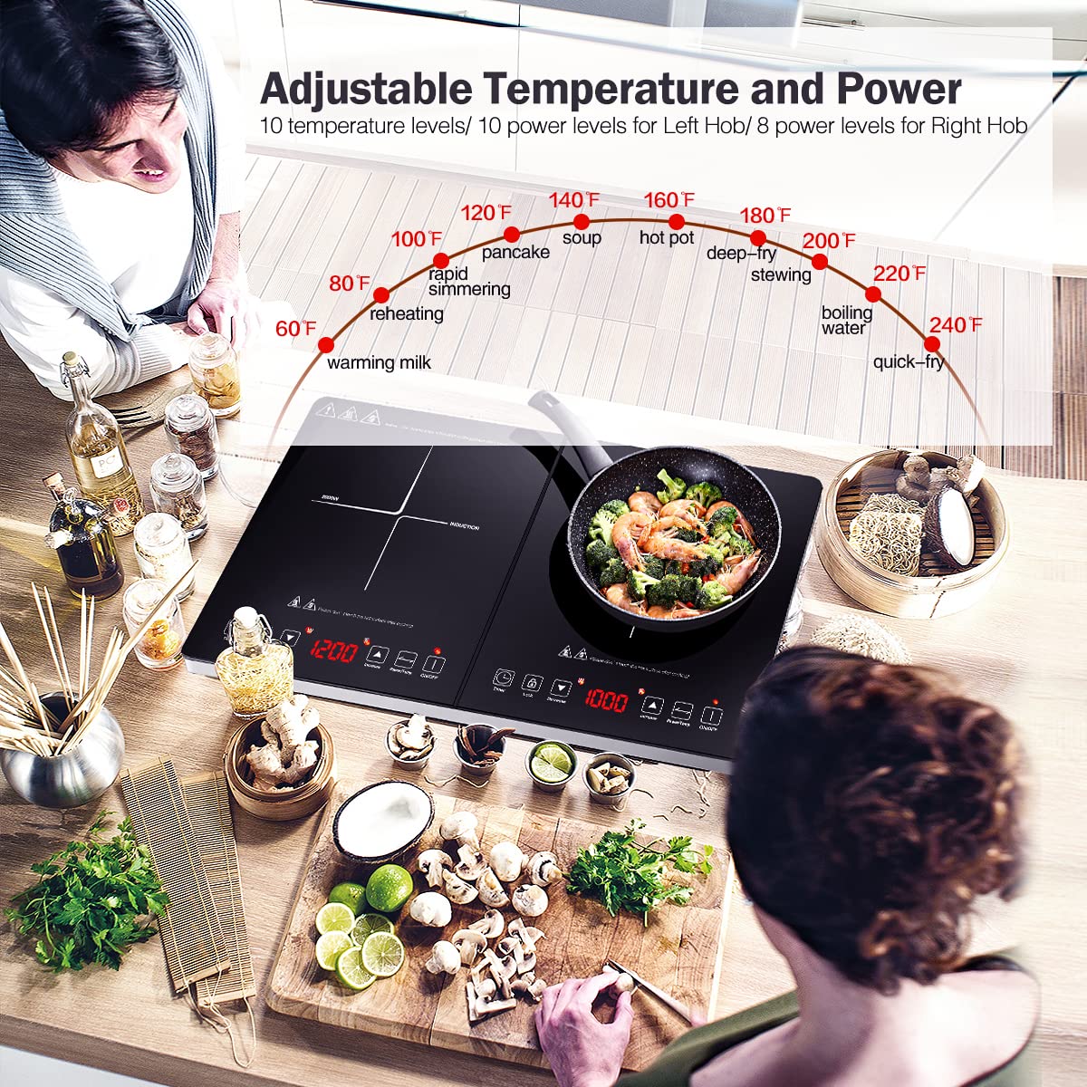 Mua Double Induction Cooktop AMZCHEF Induction Cooker 2 Burners, Low ...