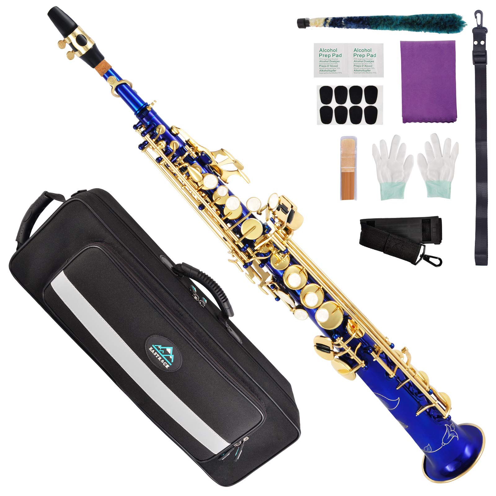 EASTROCK Bb Soprano Saxophone Straight Blue Sax Instruments for ...