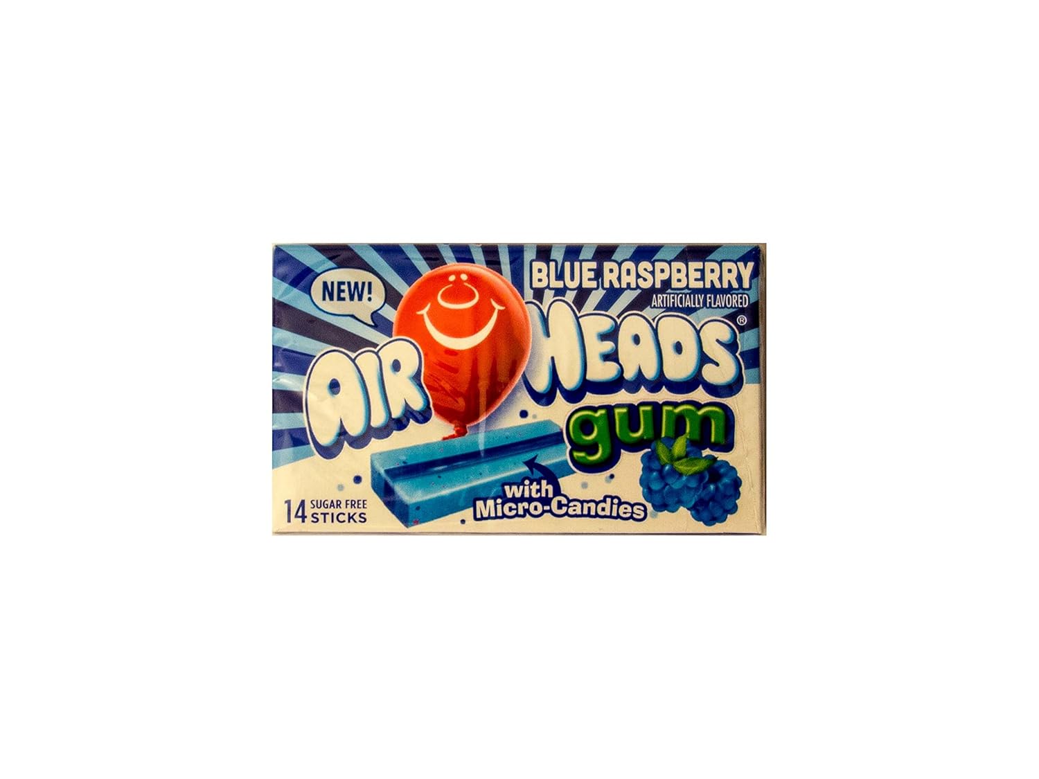 Air Heads Blue Raspberry Flavoured Sugarfree Chewing Gum With Micro ...