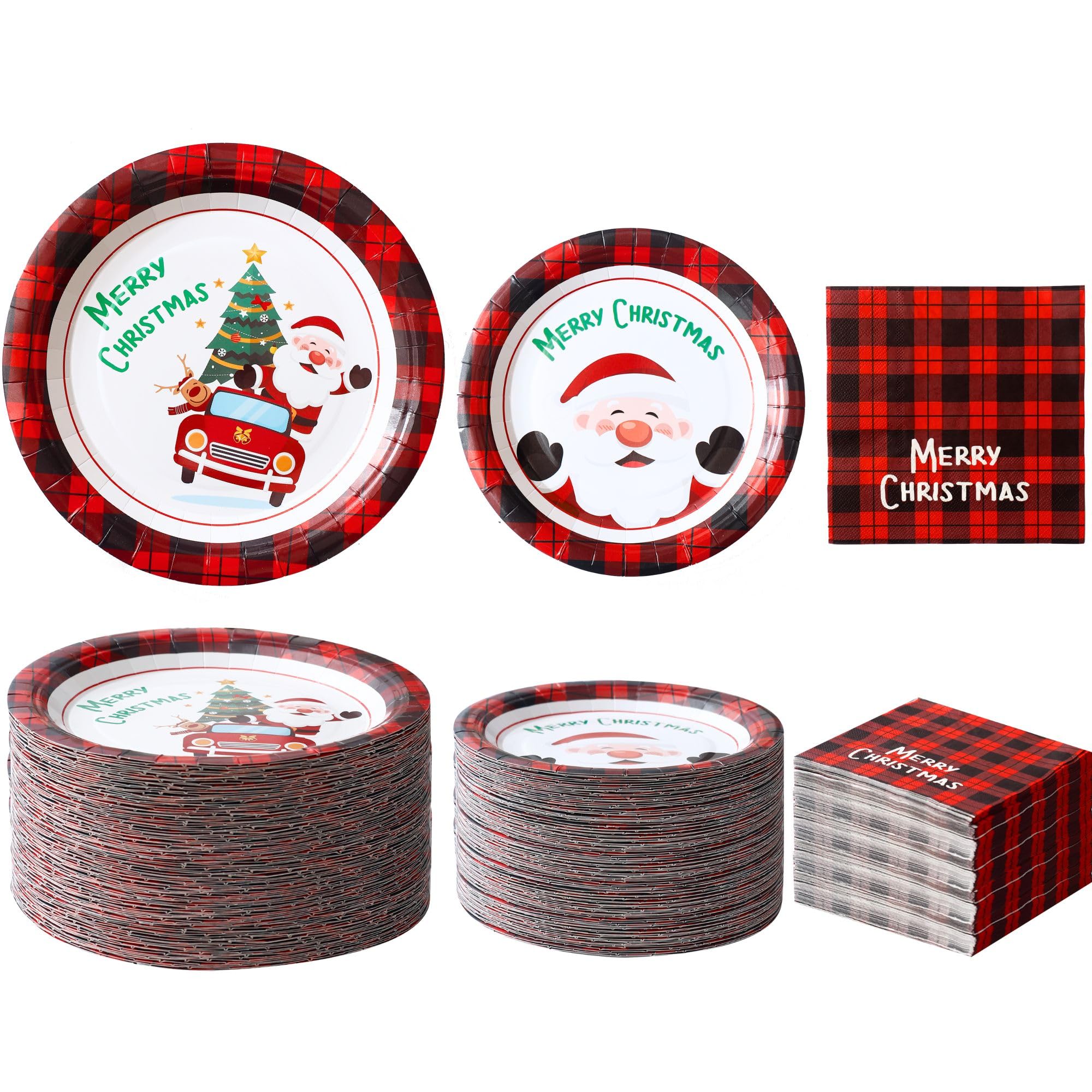 Winoo Design Bulk Christmas Plates and Napkins Set - 50 PK - Christmas ...