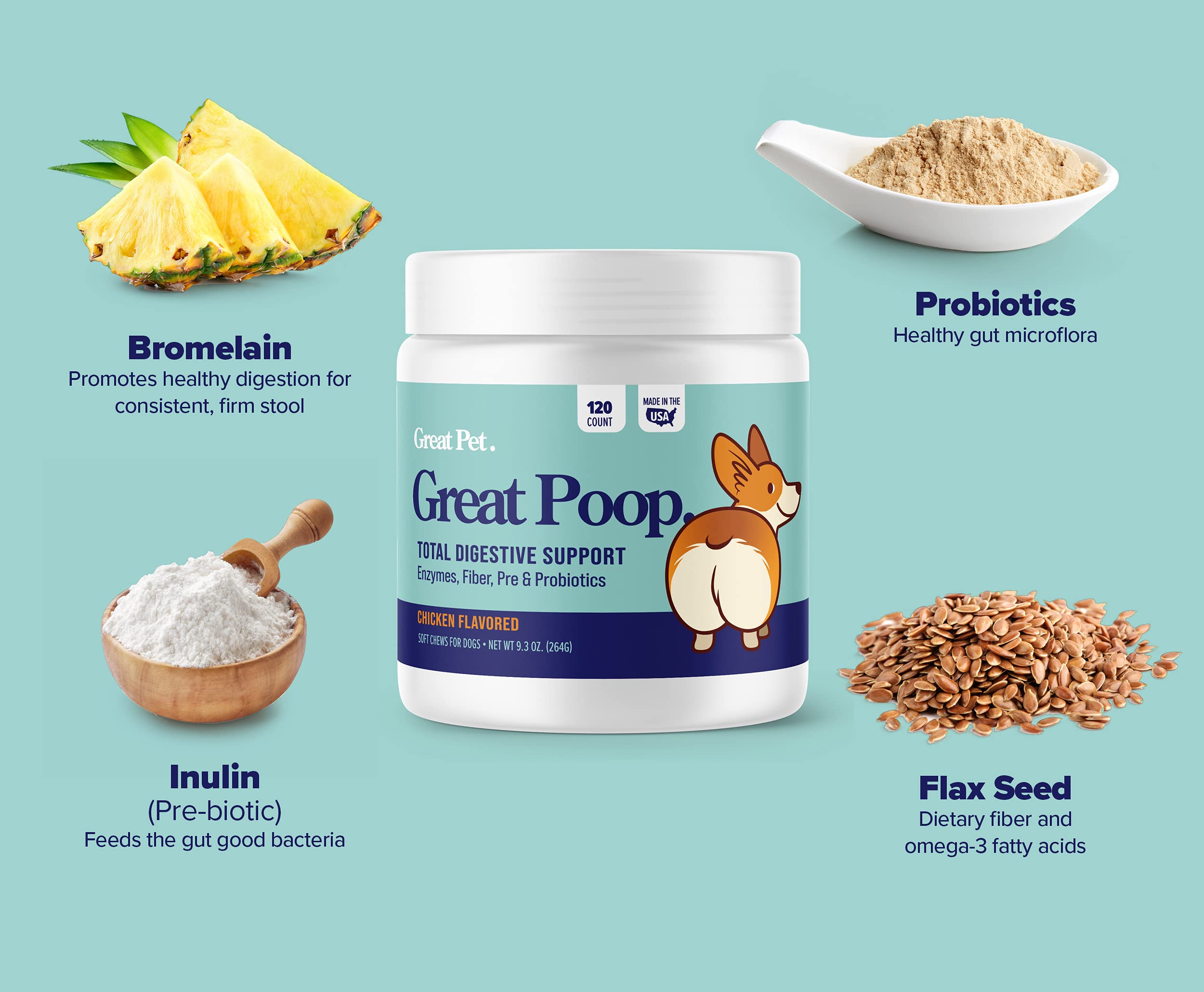 Mua Great Poop Probiotics for Dogs - Fiber for Dogs Supplement with Dog ...