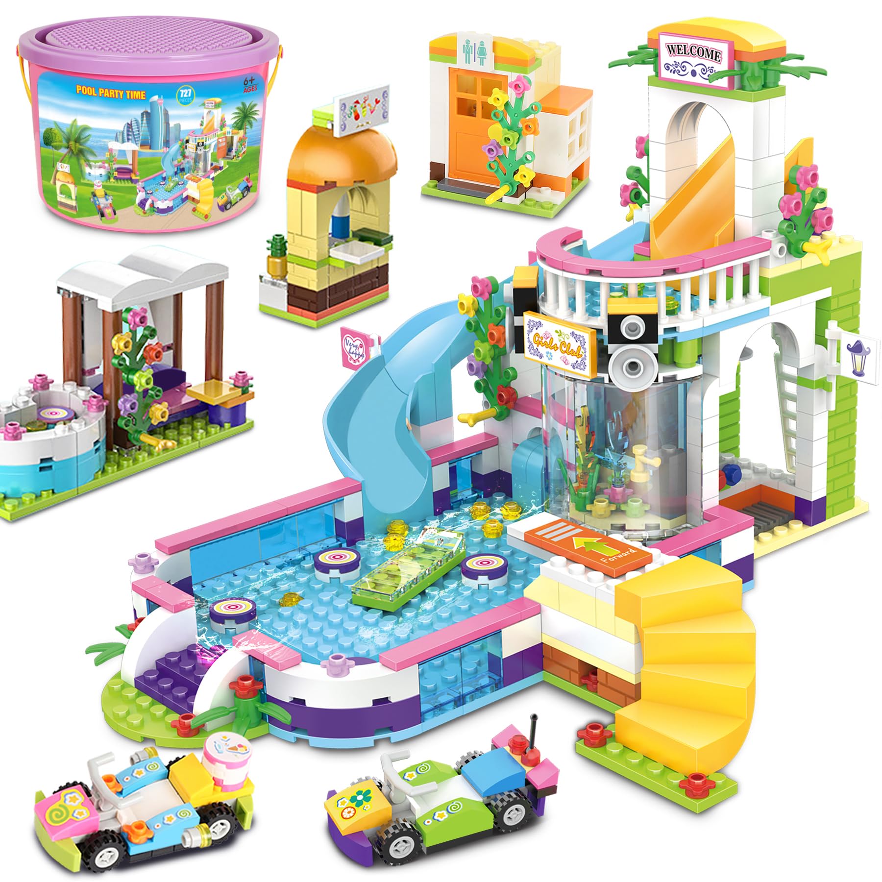 Friends Swimming Pool Building Set for Girls 6-12 Beach Pool Party ...