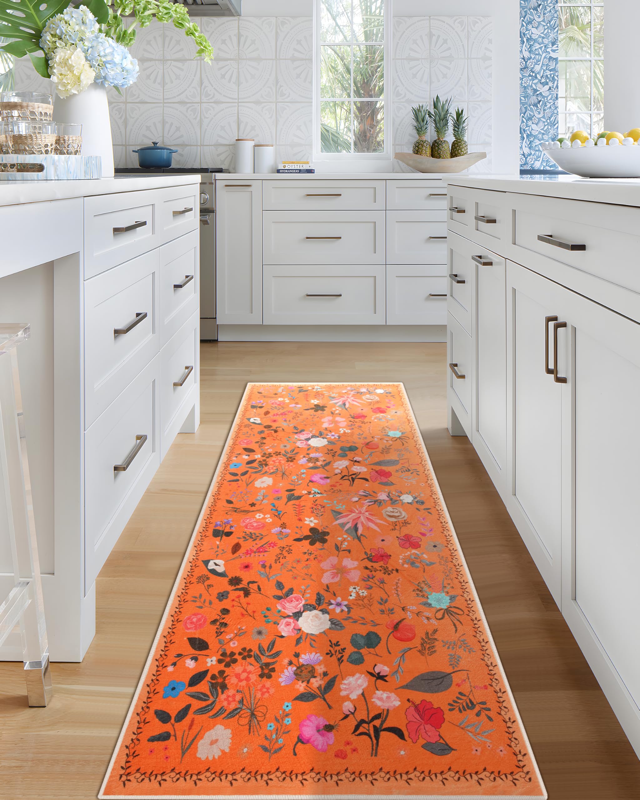 Boho Floral Runner Rug 2x6, Washable Non-Slip Kitchen Rug, Ultra Soft ...