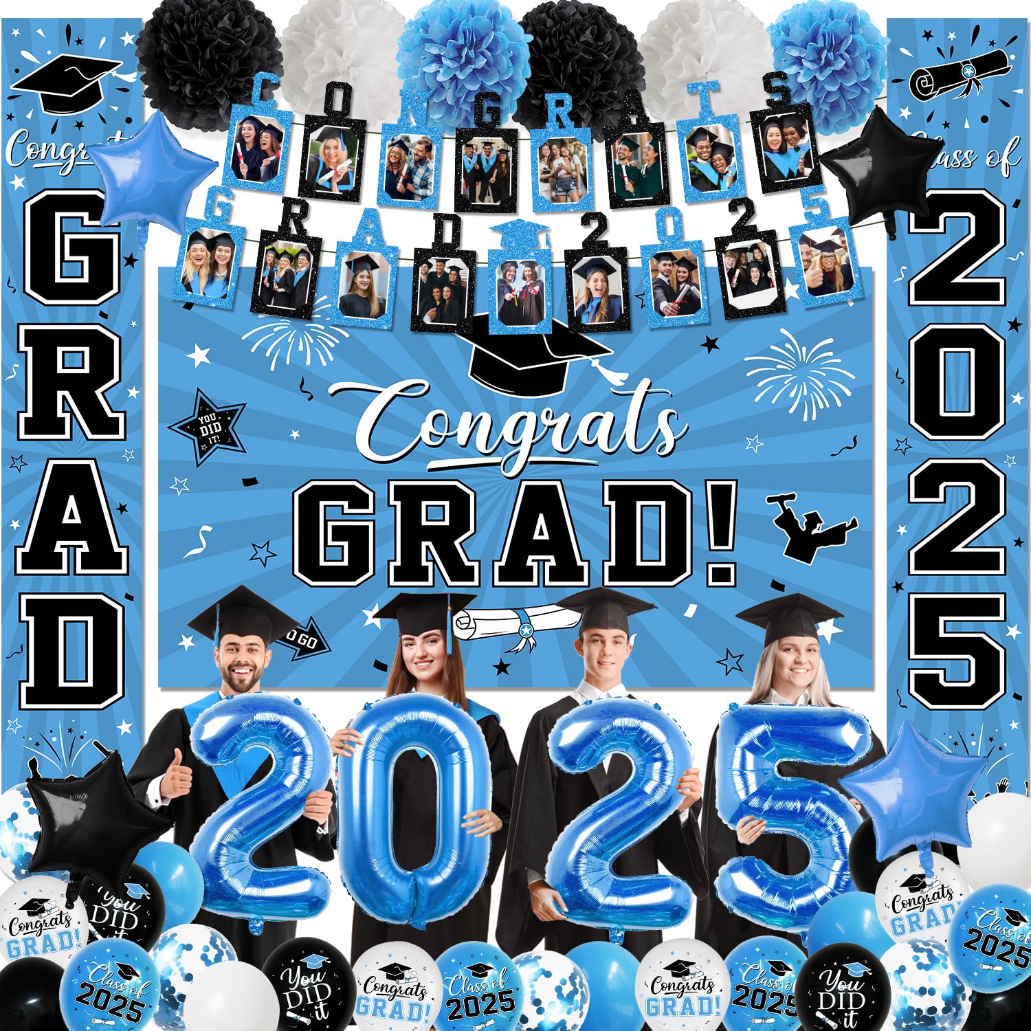2025 Graduation Decorations, Light Blue Themed Class of 2025 ...