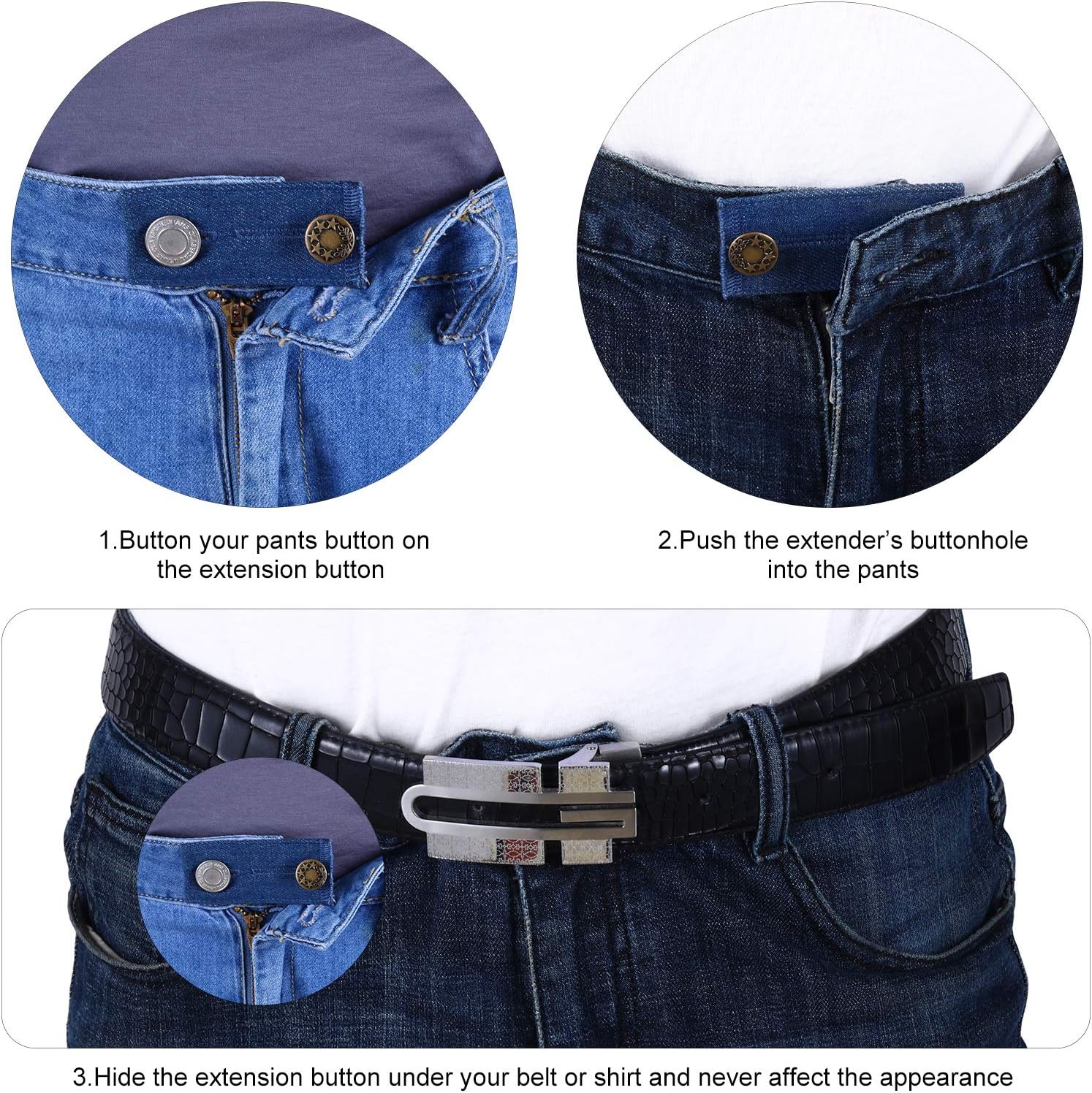 16 Pieces Waistband Button Extender Set Jeans Extender Waist Extender ...