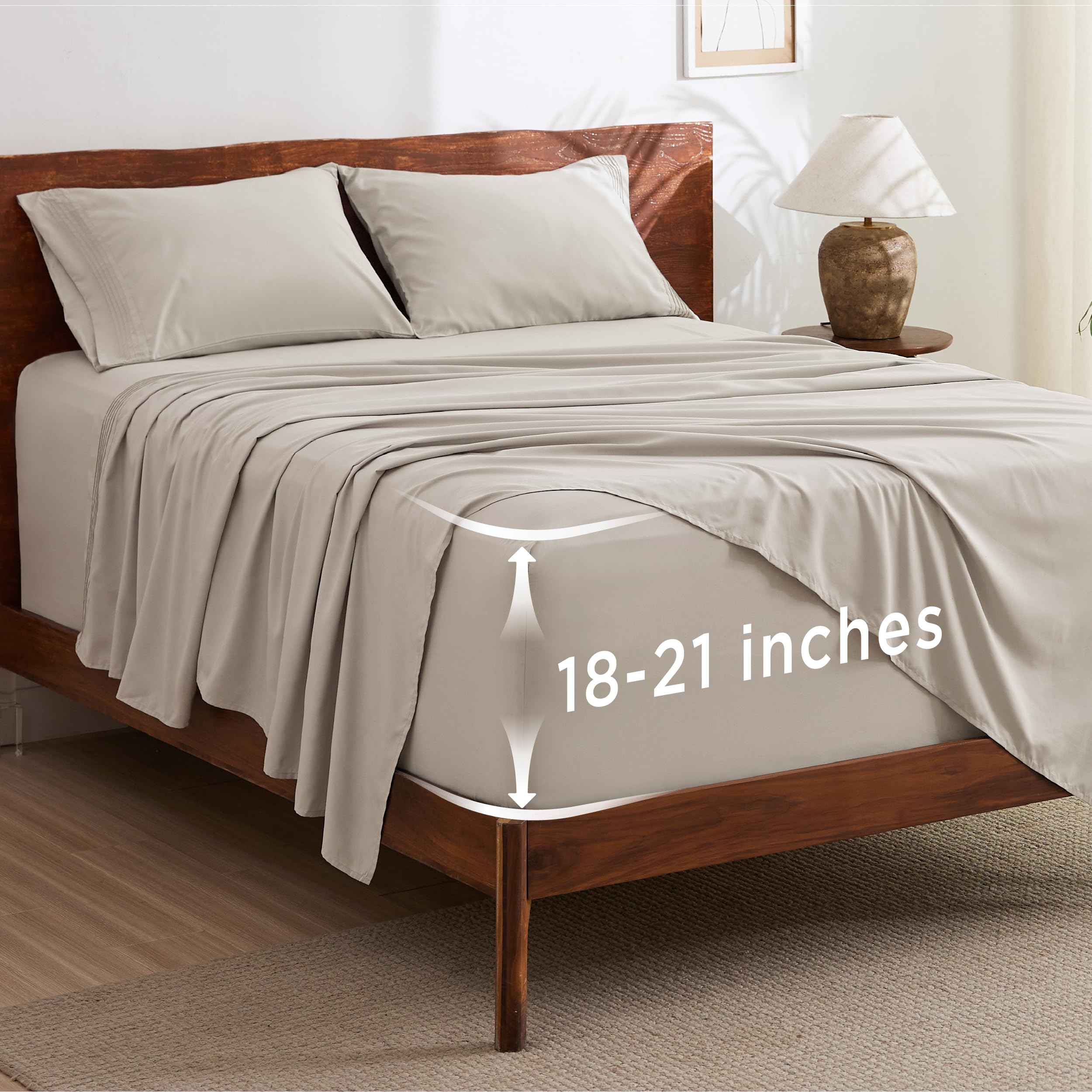Bedsure Deep Pocket King Sheet Set - Fits Mattresses Up to 21 Inches ...