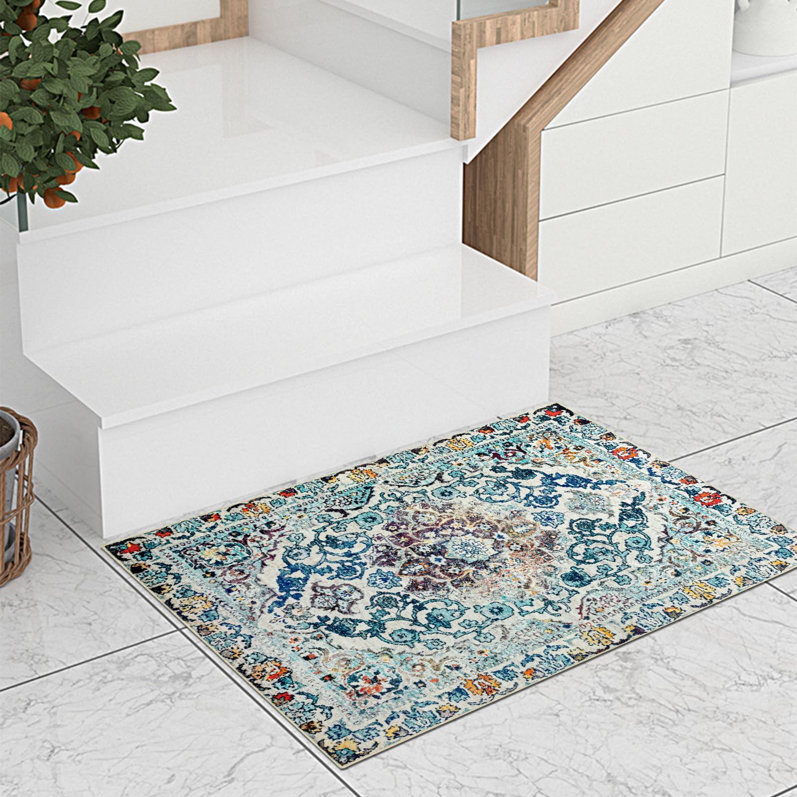 Easy-Going Boho Area Rug 2x3 Washable Entryway Rugs Front Door Mat ...