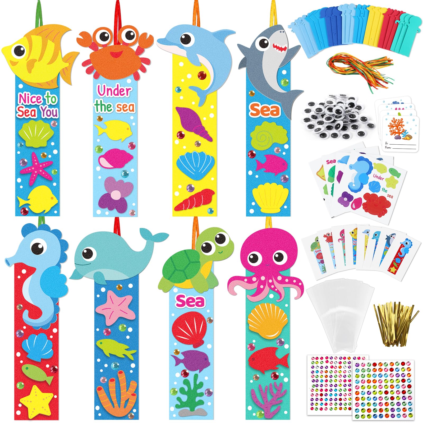 Qyeahkj 32 Sets Summer Ocean Animals Foam Craft for Kids Under The Sea ...