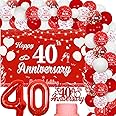 Amazon.com: Ruby Red 40th Wedding Anniversary Decorations - Balloon ...