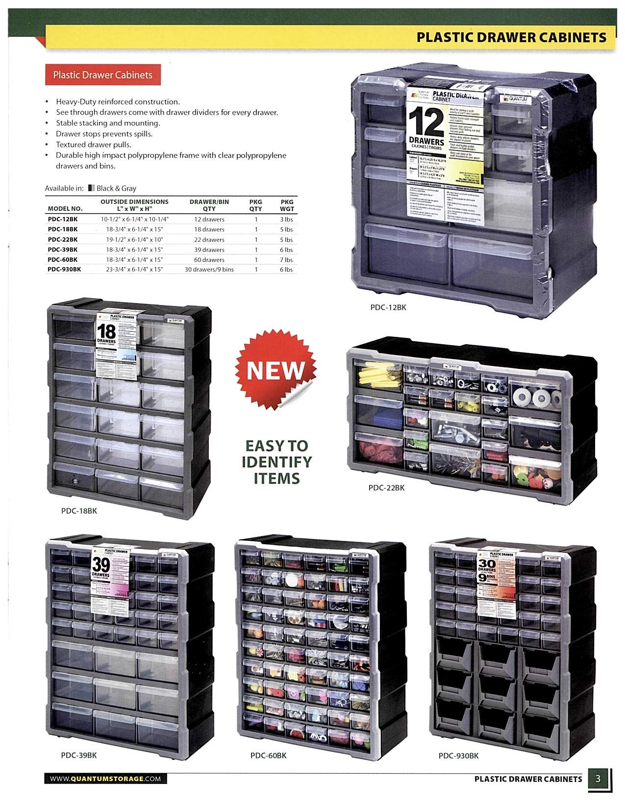 Quantum Storage Systems Pdc930bk Plastic Parts Drawer