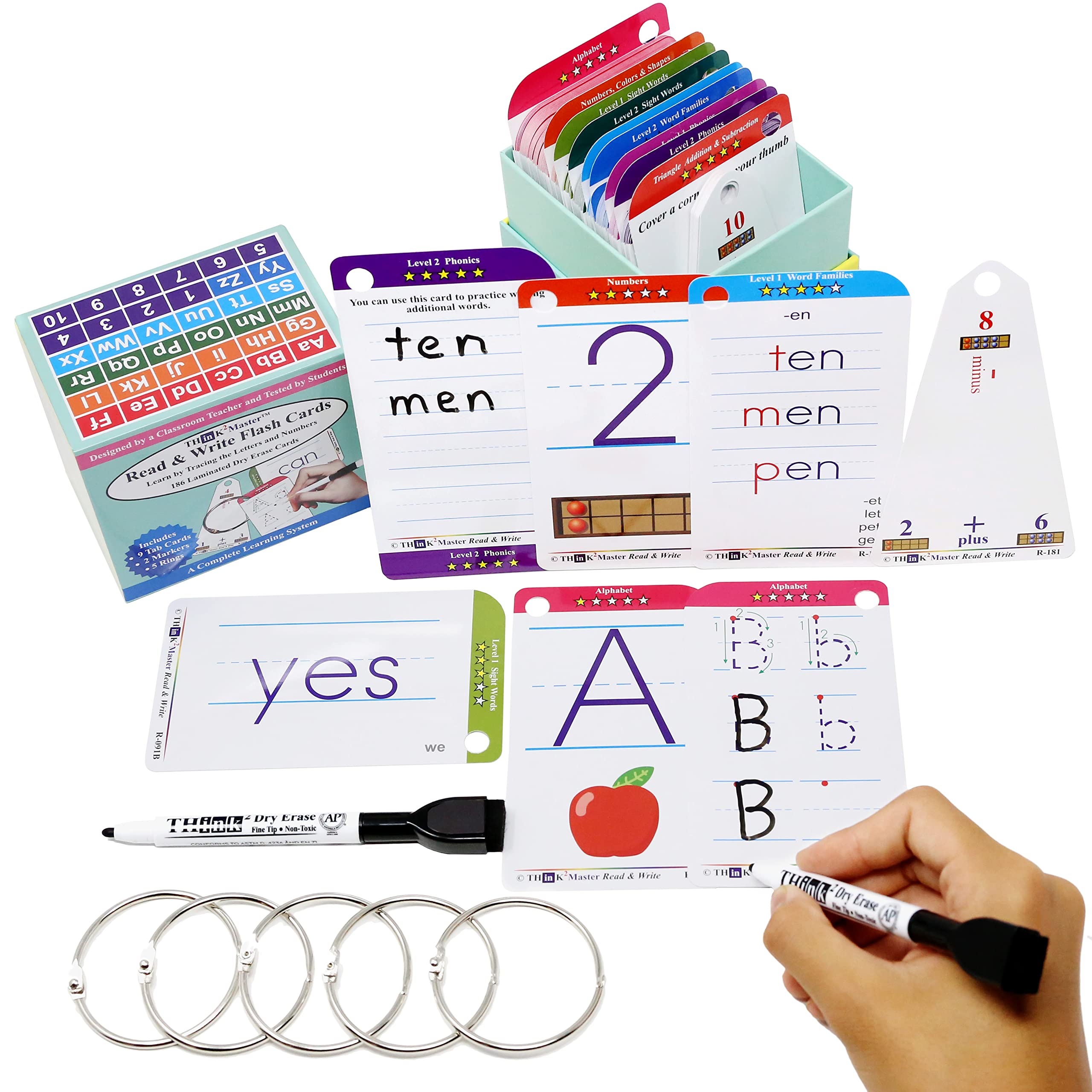 Mua THINK2MASTER Premium 186 Laminated Alphabet, Sight Words & Phonics ...
