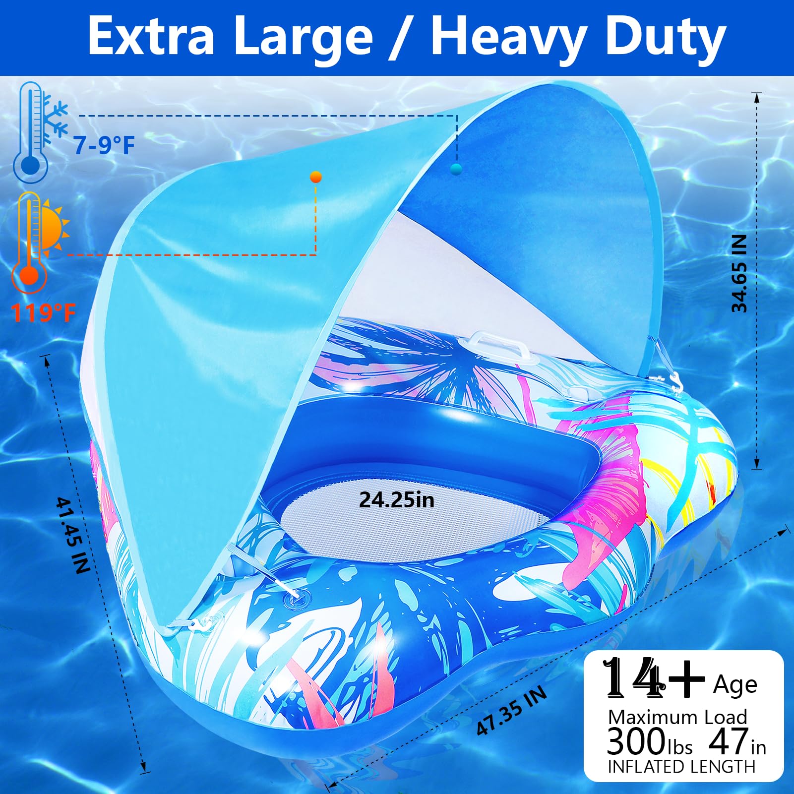 Mua Pool Floats Adult with Canopy - Heavy Duty Inflatable Pool Float ...