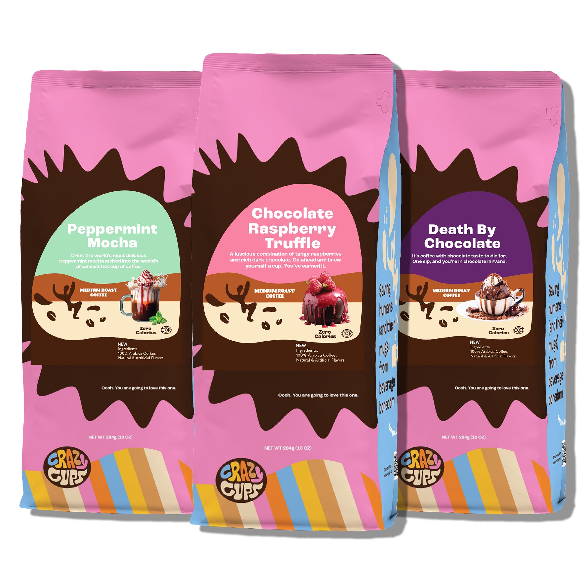 Crazy Cups Chocolate Lovers Ground Coffee Variety Pack 3 Pack ...