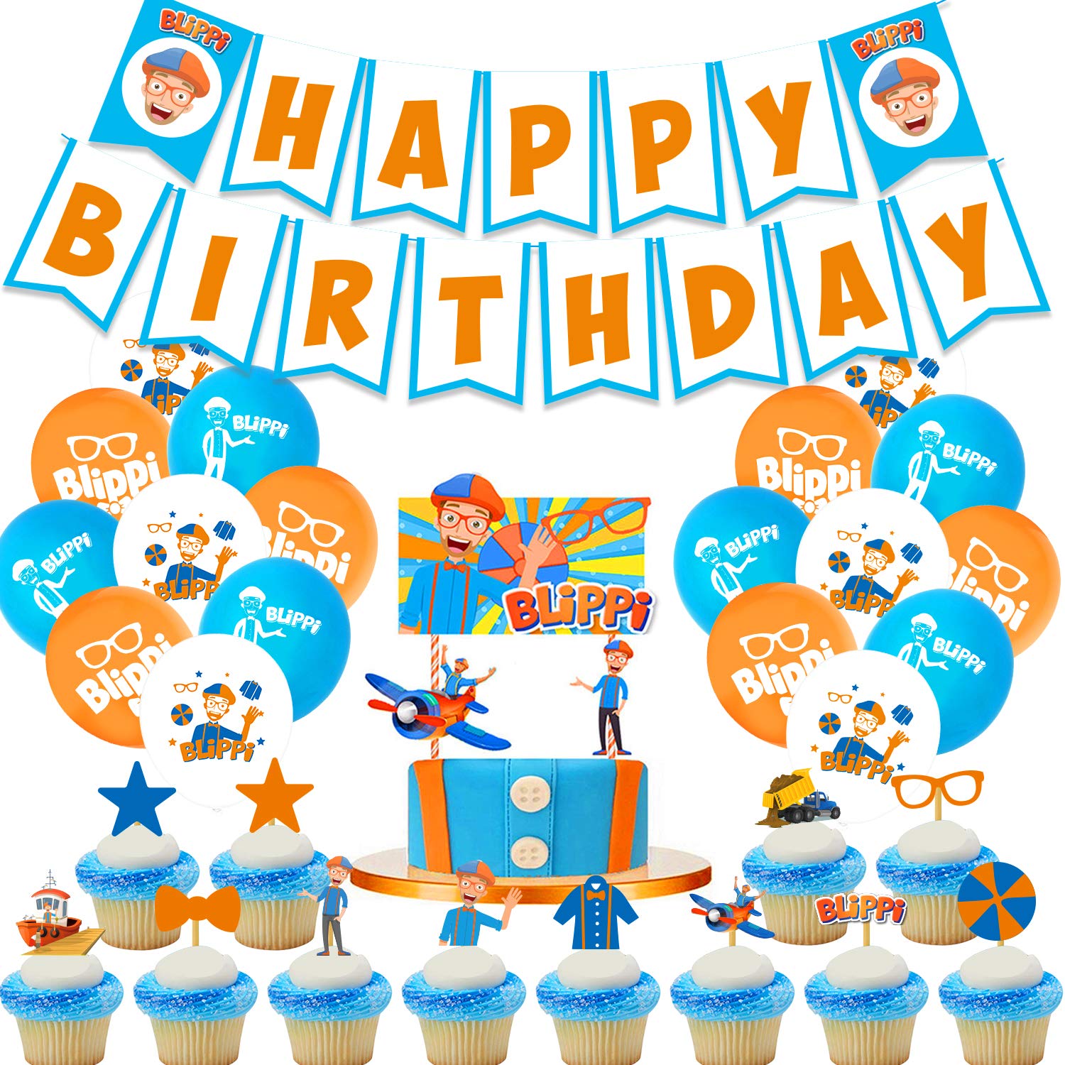 Buy MOLECOLE 45PCS Blippi Birthday Party Supplies Blippi Party Supplies ...