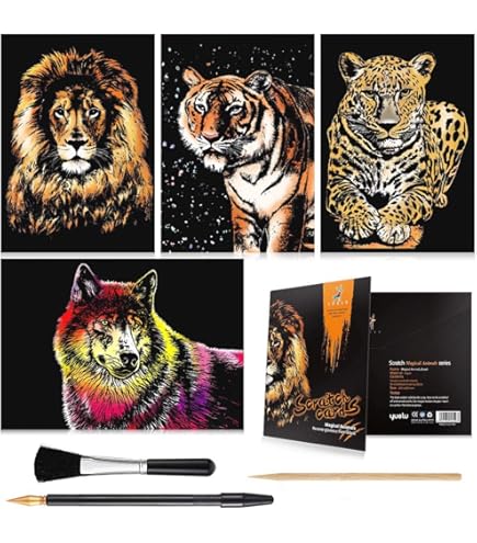 Scratch Art Animals Lion