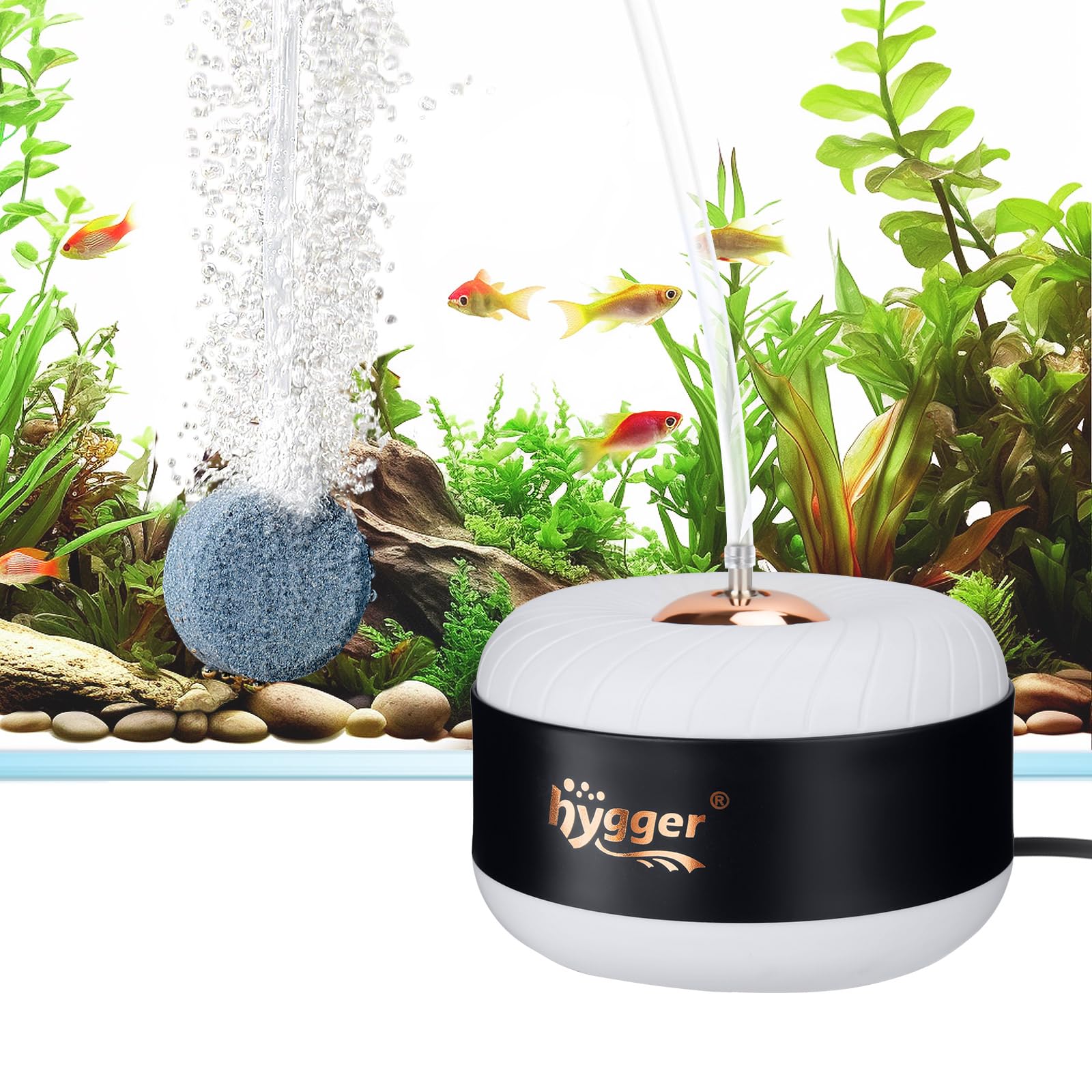 Mua hygger 3W/8W Aquarium Air Pump, Powerful 50GPH/140GPH Adjustable Fish Tank Aerator, Ultra ...