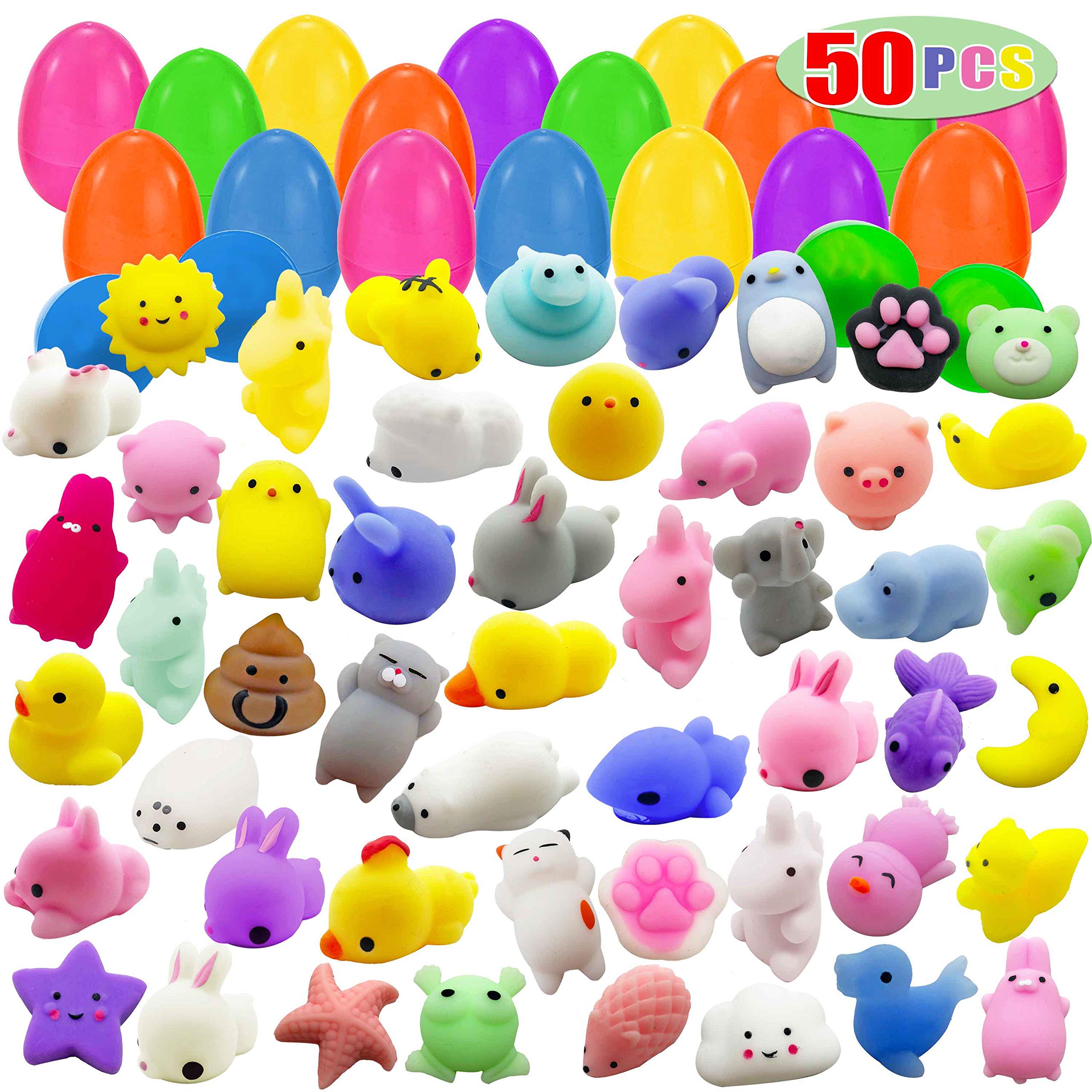 50 Mochi Squishy Toy Prefilled Easter Eggs, Stress Relief Squishies Toy ...