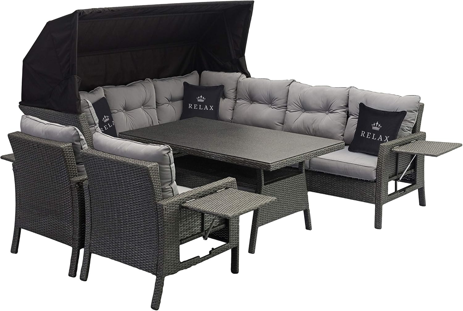 Amazon.de: Mandalika Hohe Dining Poly Rattan Lounge Genua, Aluminium ...